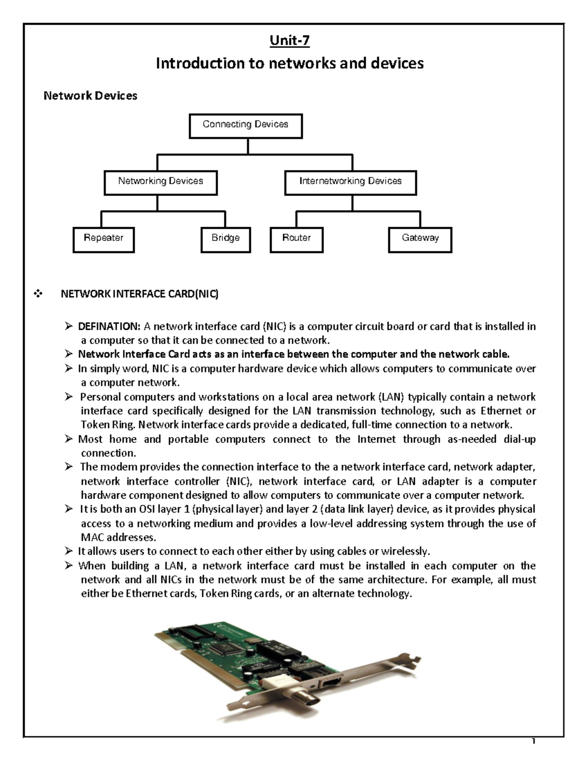 DCN (DATA COMMUNICATION NETWORK) CHAPTER-7 FULL - Unit- Introduction to networks and devices ...