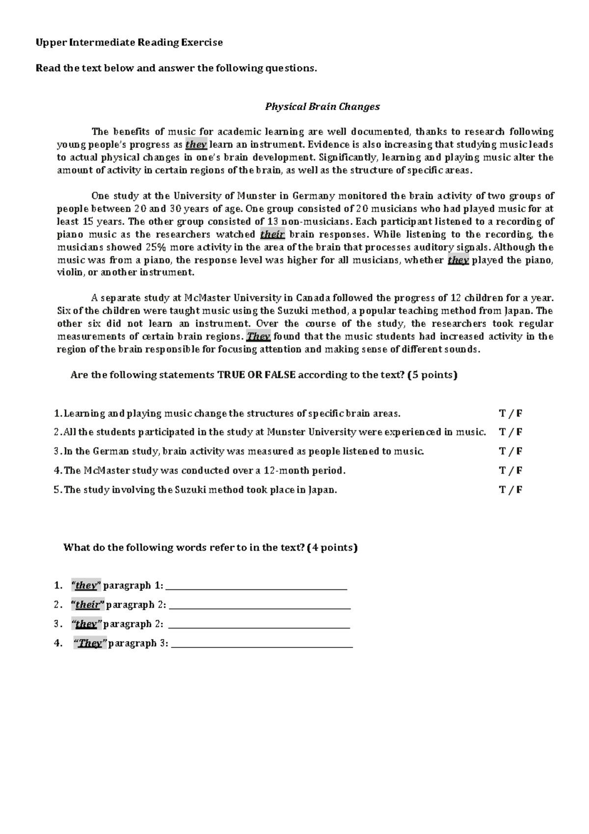 A-reading-exercise - Upper Intermediate Reading Exercise Read the text ...