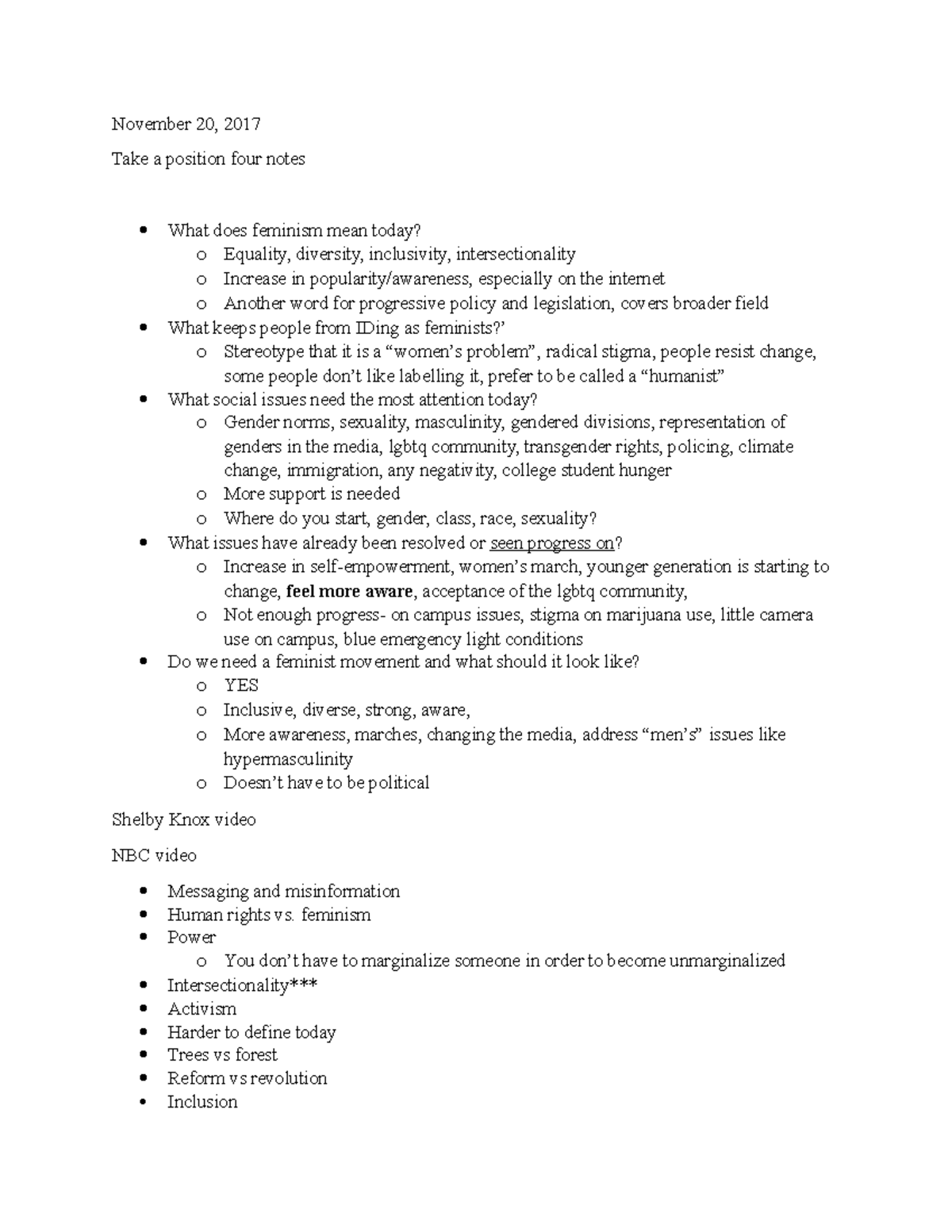 Take a position 4 notes - Dr. Bhatt - November 20, 2017 Take a position ...