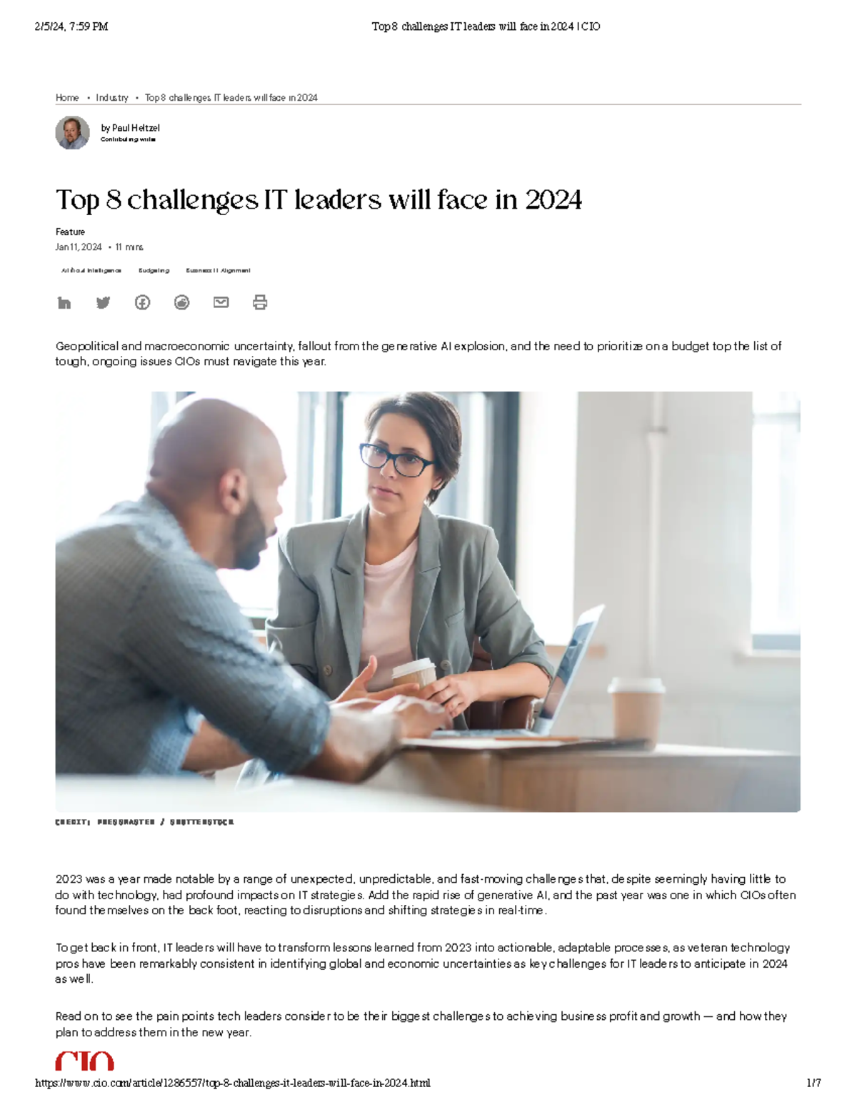 Top 8 challenges IT leaders will face in 2024 CIO - Home • Industry ...