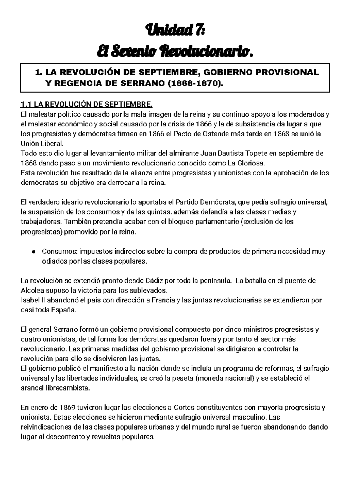 Unidad 7 historia. - nidad 7 - Unida 7: E Seni Revolucionari. 1. LA ...