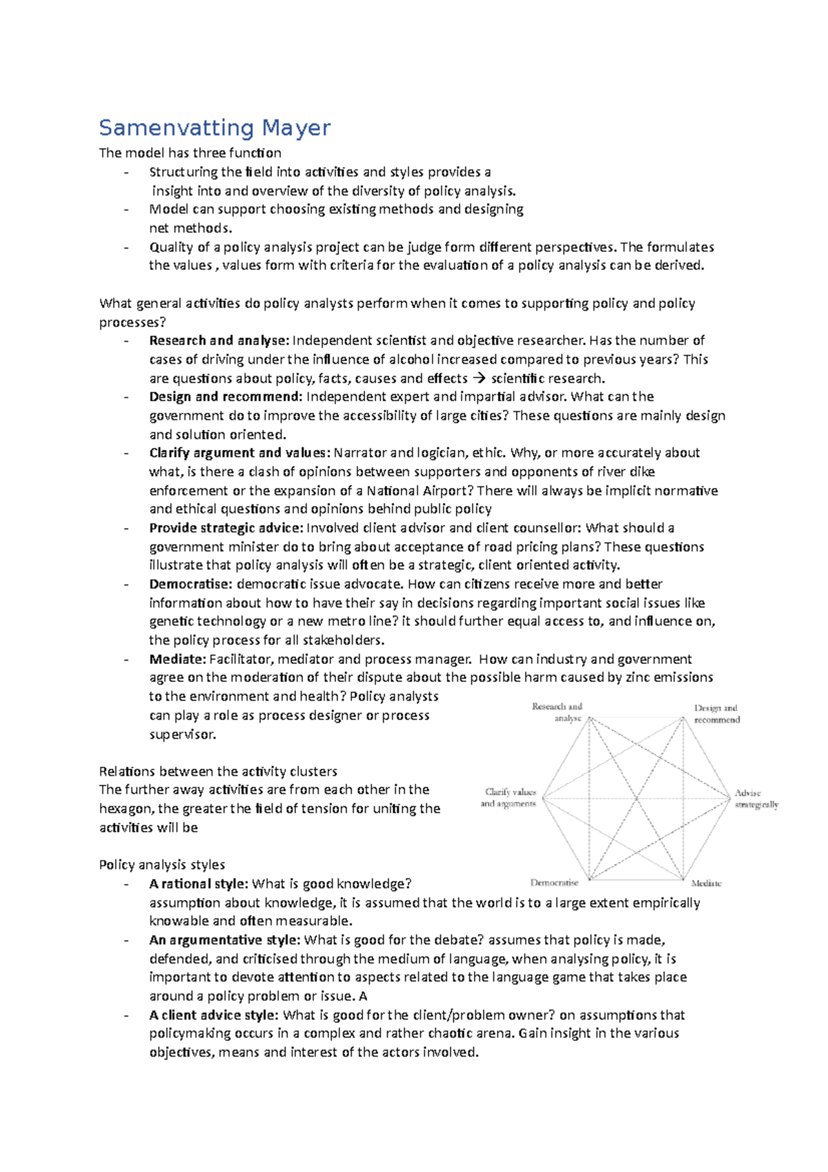 Samenvatting Mayer - Model can support choosing existing methods and ...