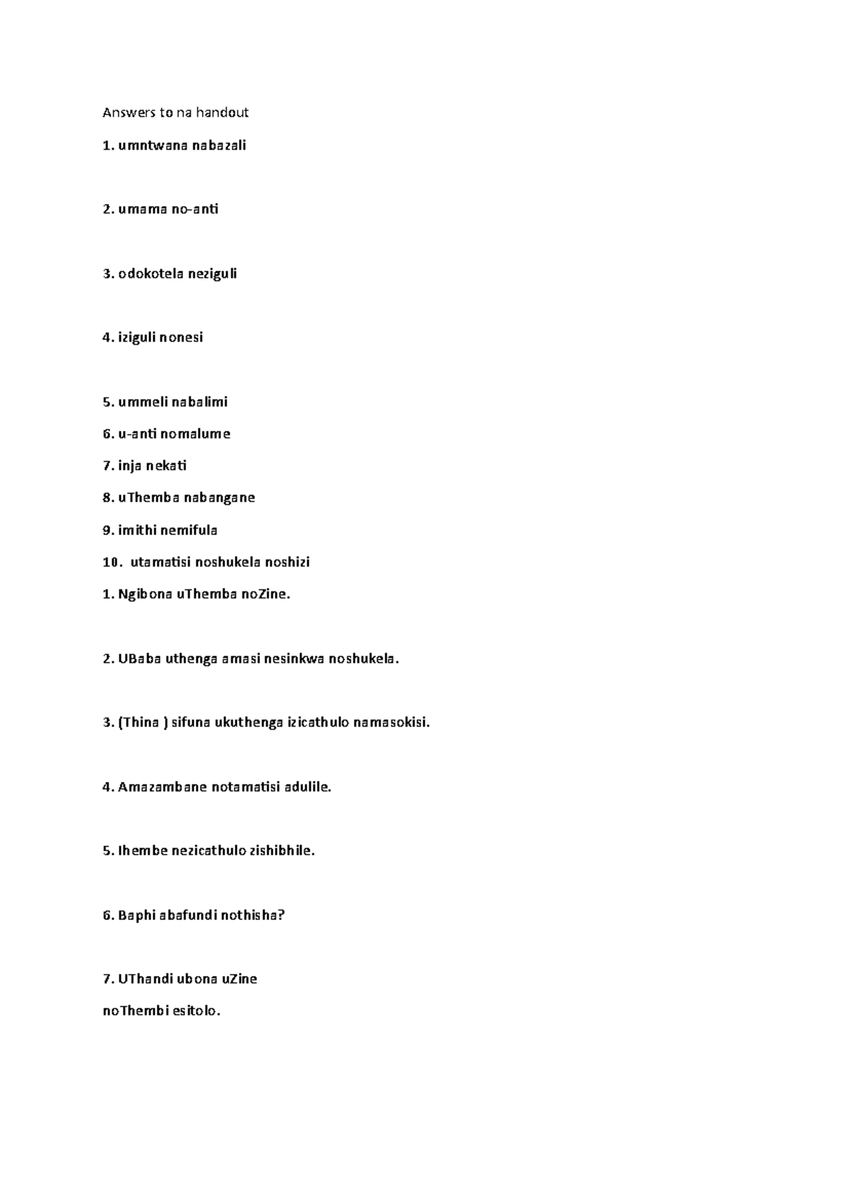 Answers to na handout - umntwana nabazali umama no-ant odokotela ...