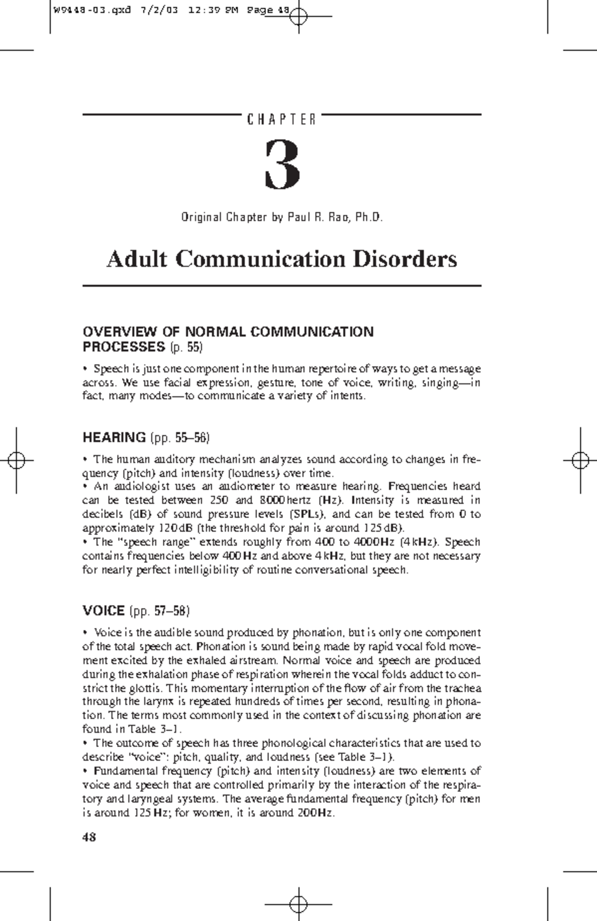 Adult comunication disorders 1 - CHAPTER 3 Original Chapter by Paul R ...