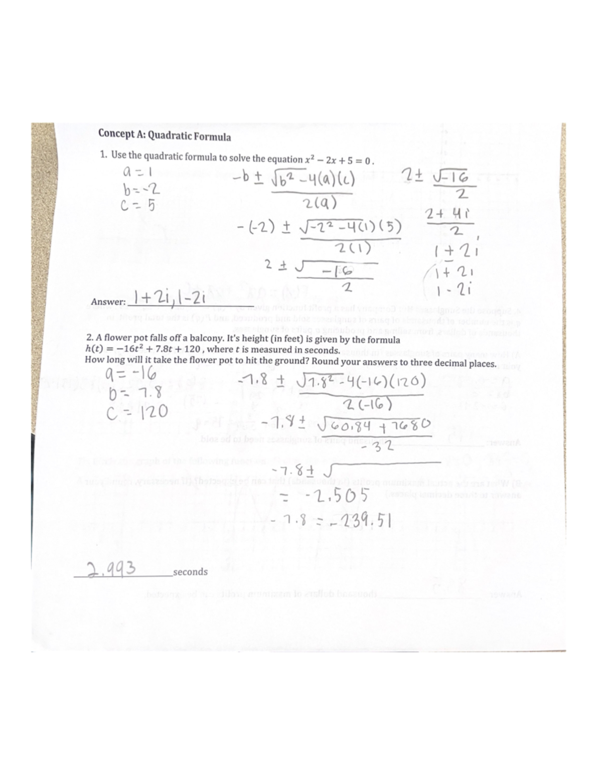 Concept A: Quadratic Formula - MAT 101 - Studocu
