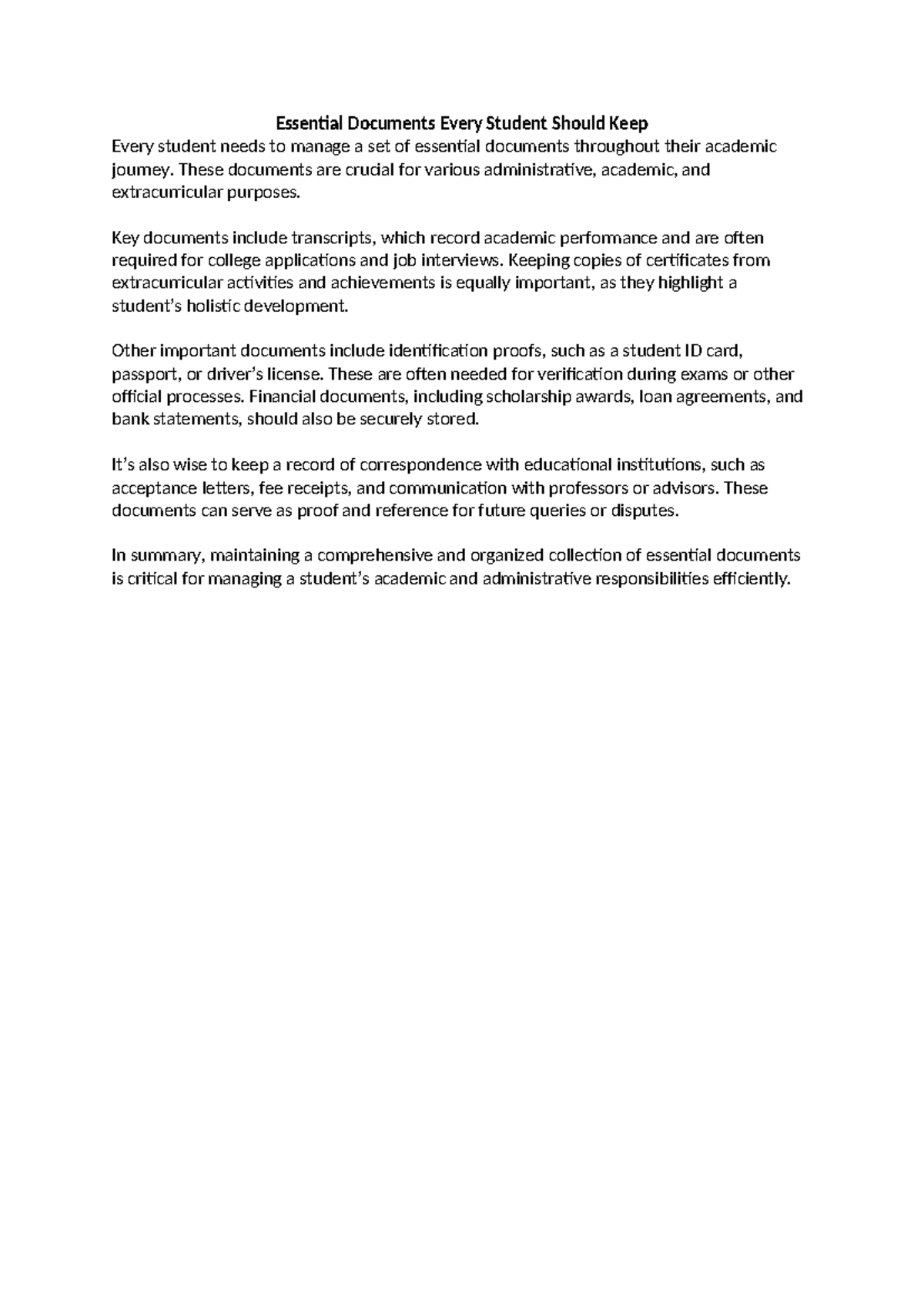 Essential Documents Every Student Should Keep - These documents are ...