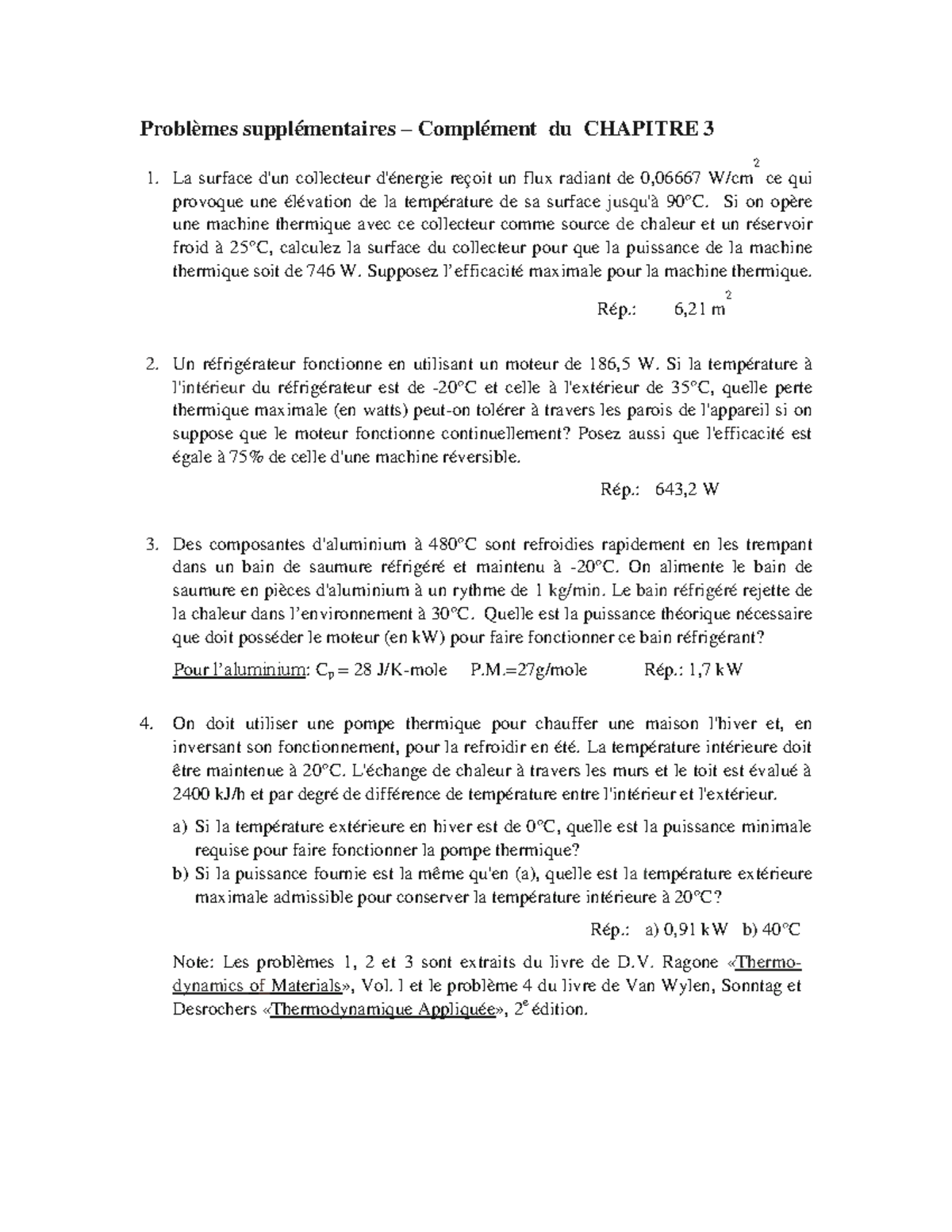 Exercices suppl compl - Chap 3 - Problèmes supplémentaires – Complément ...
