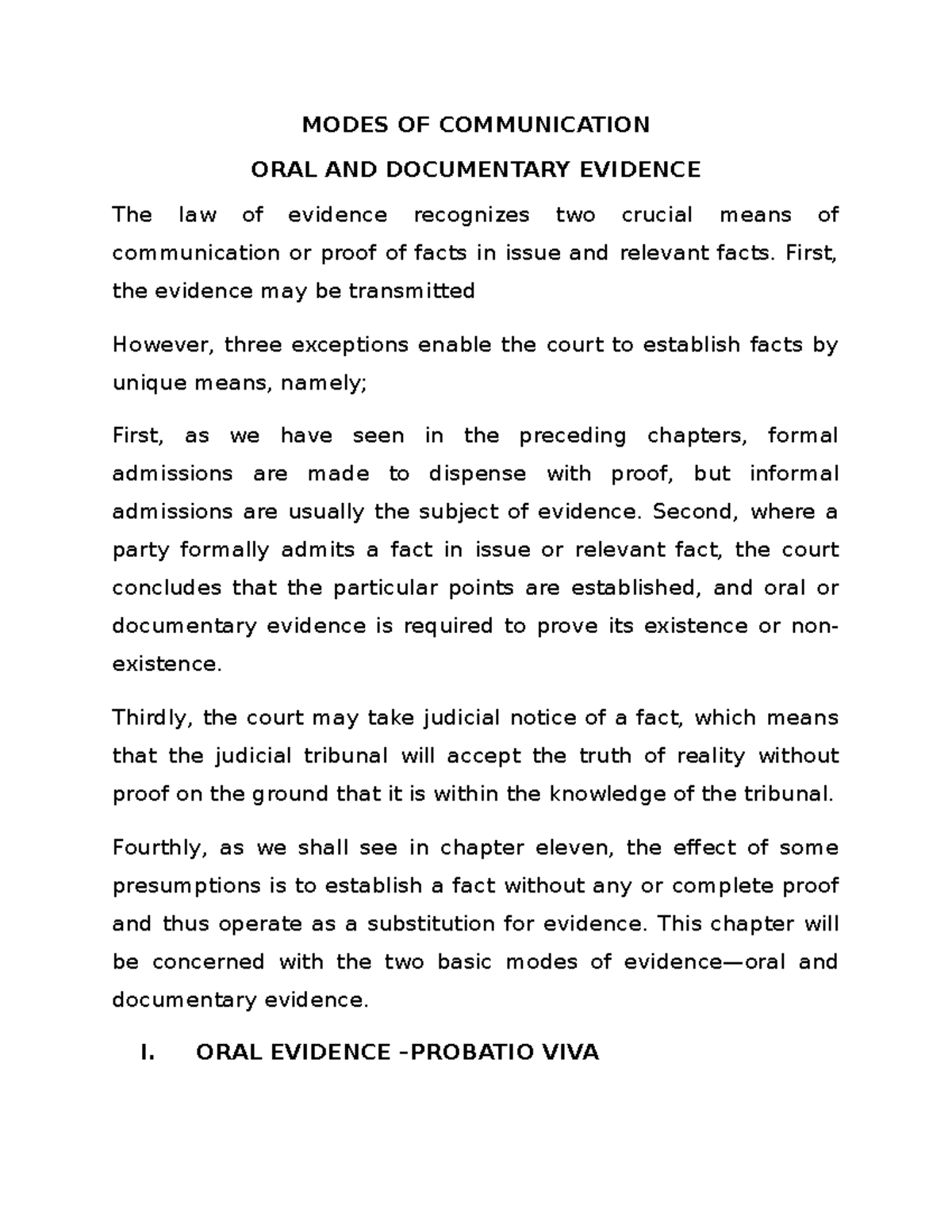 Evidence Notes-Chap. 9 Great notes for students - MODES OF ...