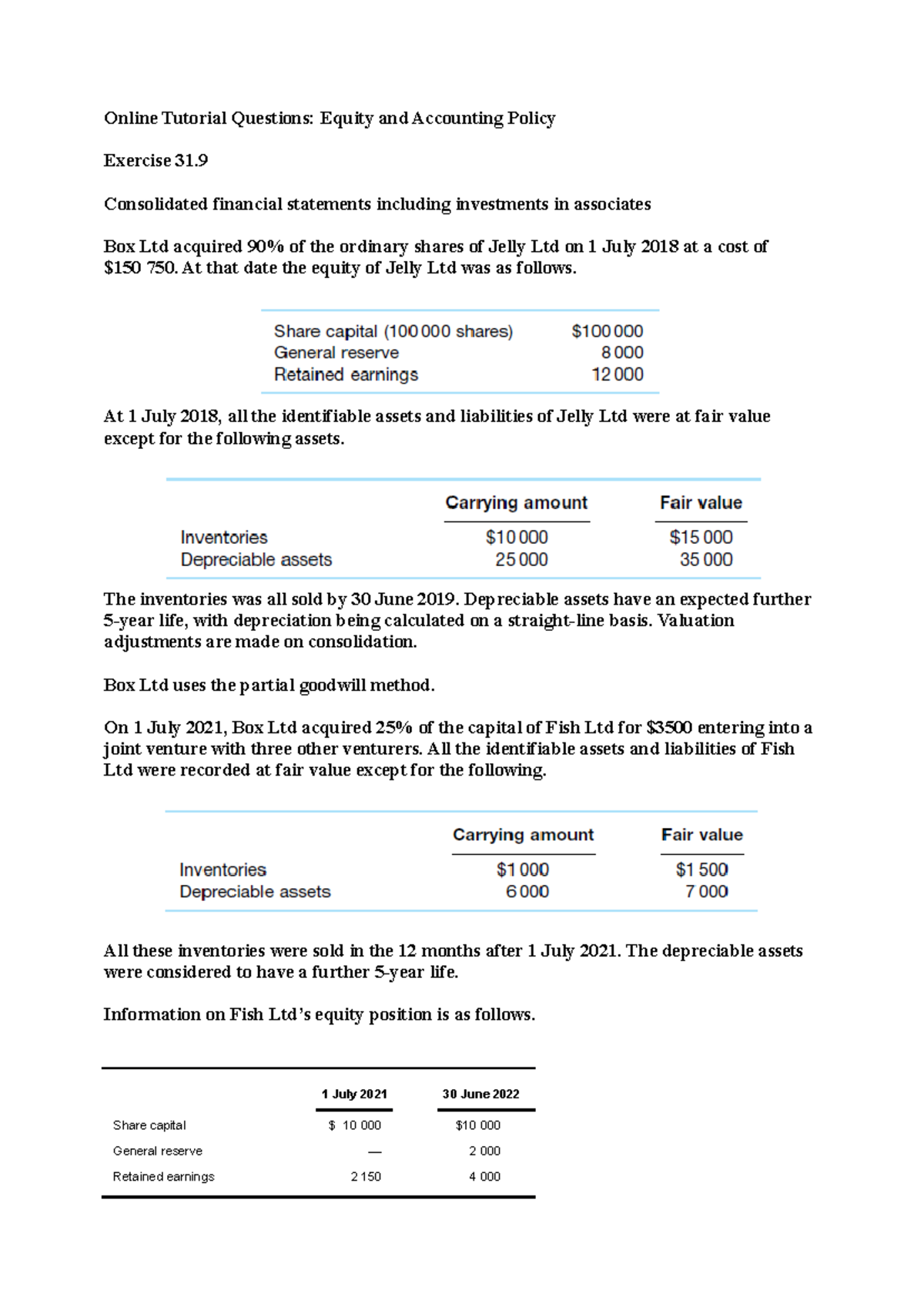 Online Tutorial 11 Questions - Equity & Accounting Policy etc - Online ...