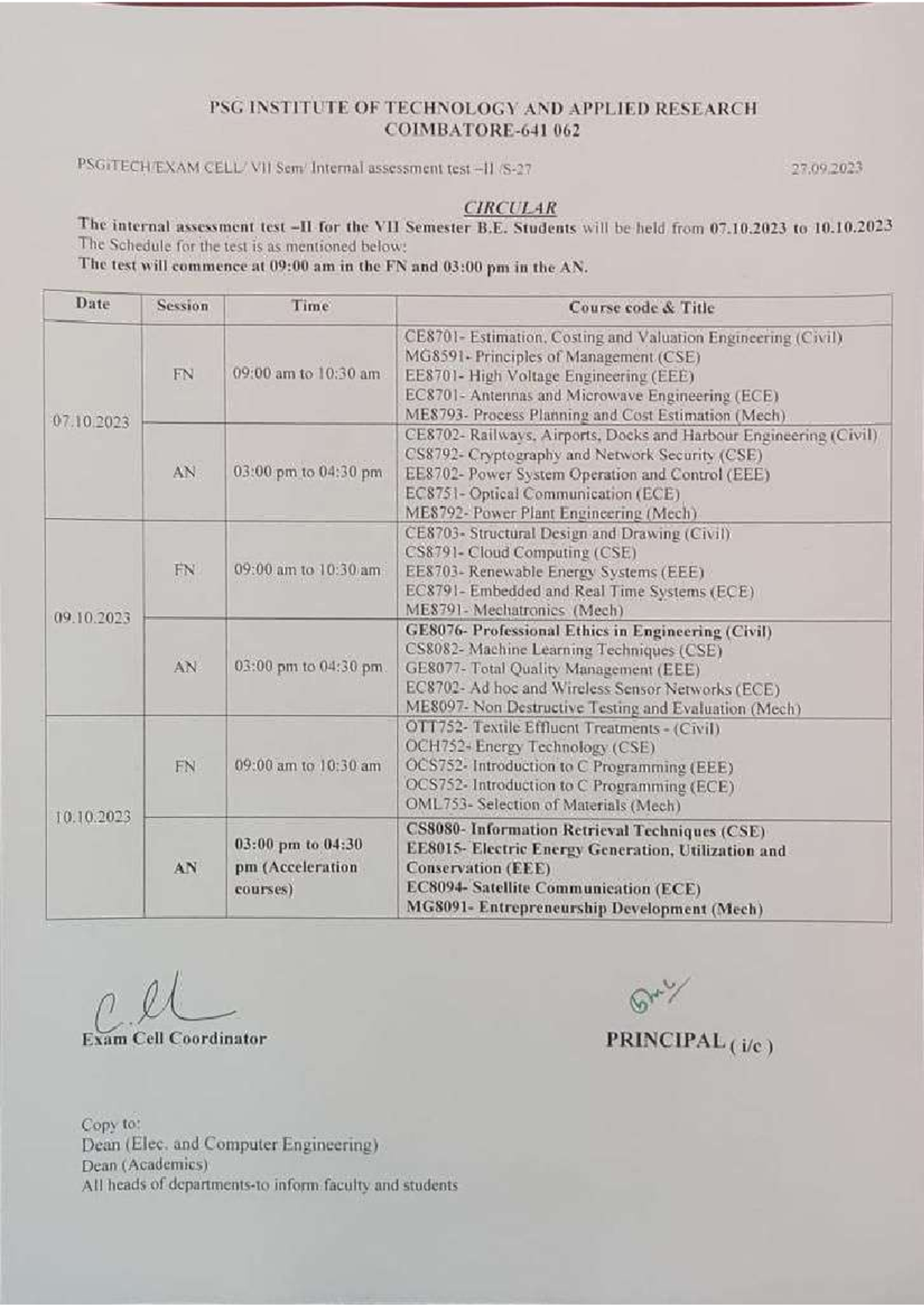 time table 2020-2024 - Computer Science and Engineering - Studocu