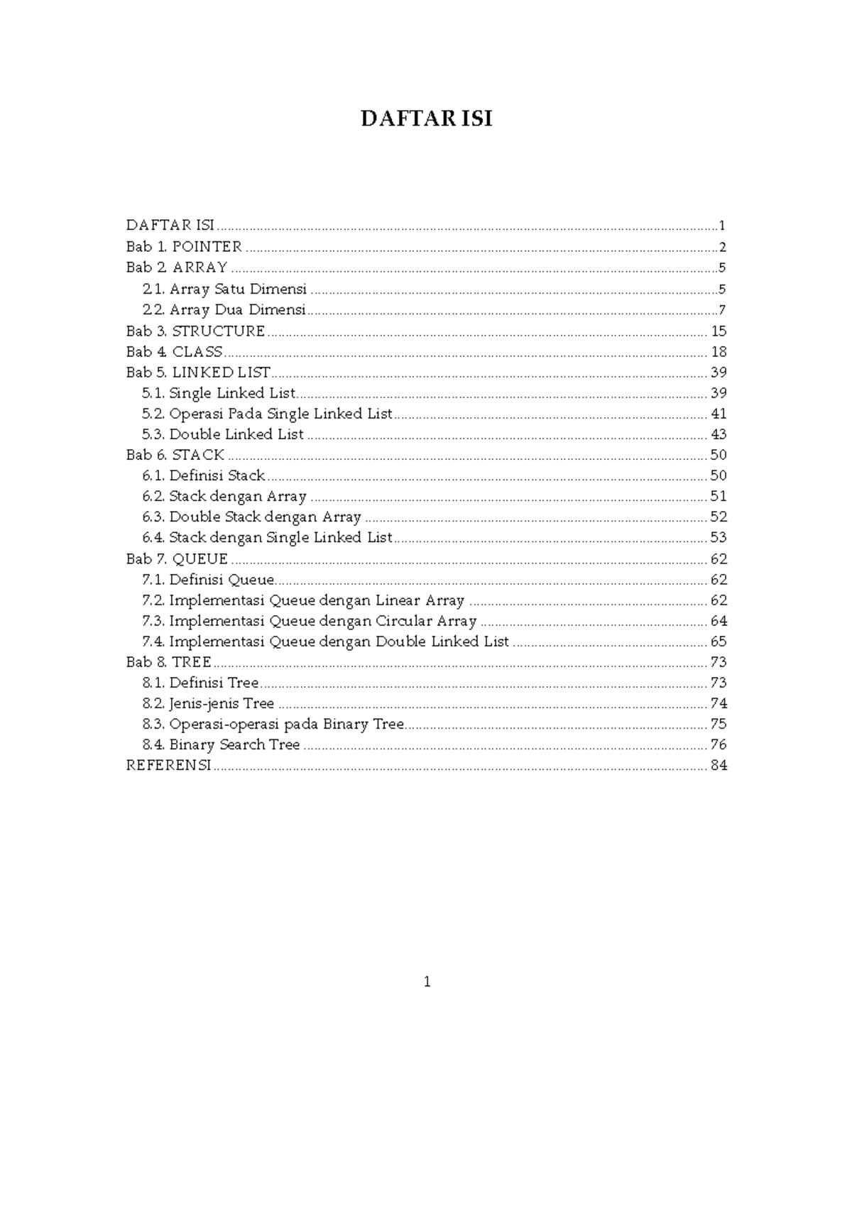 Modul Praktikum Struktur Data - DAFTAR ISI DAFTAR ISI DAFTAR ISI Bab 1. POINTER Bab 2. ARRAY ...