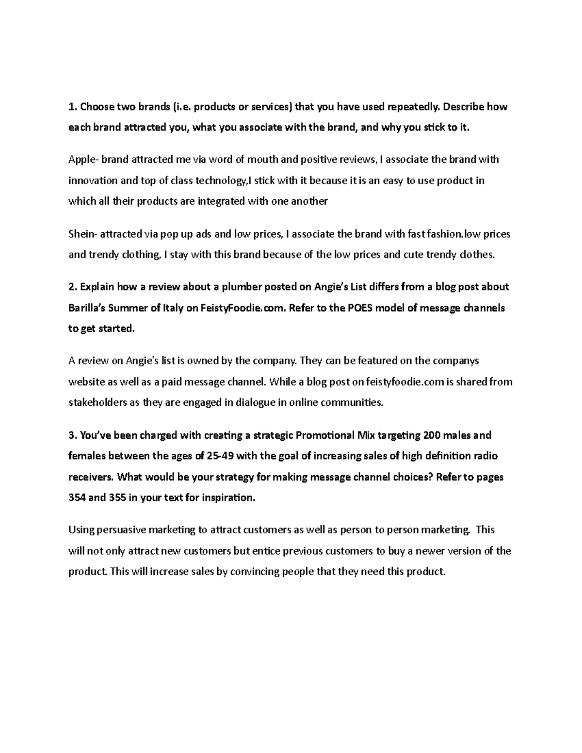 Ch.13 Assignment - Choose two brands (i. products or services) that you have used repeatedly ...