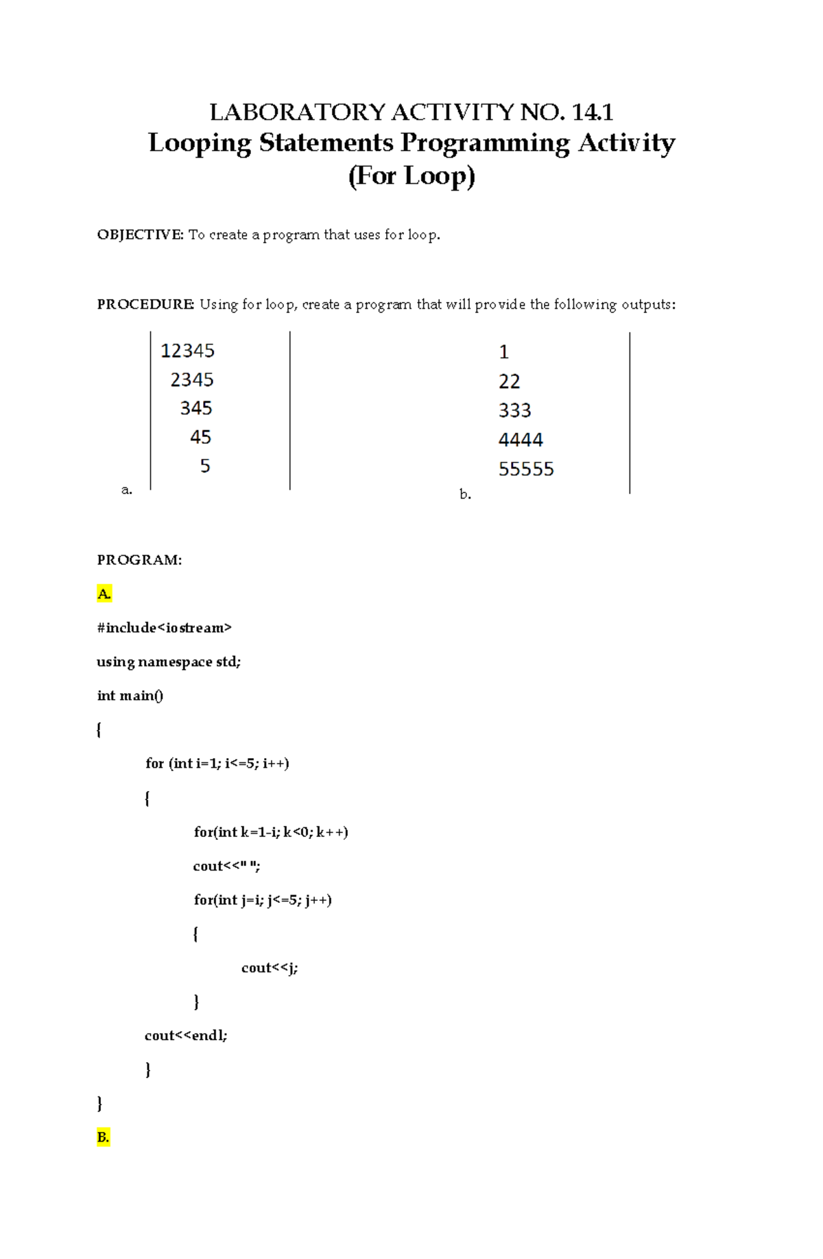 Looping Statements Programming Activity - Computer Fundamentals and Programming - PangSU - Studocu