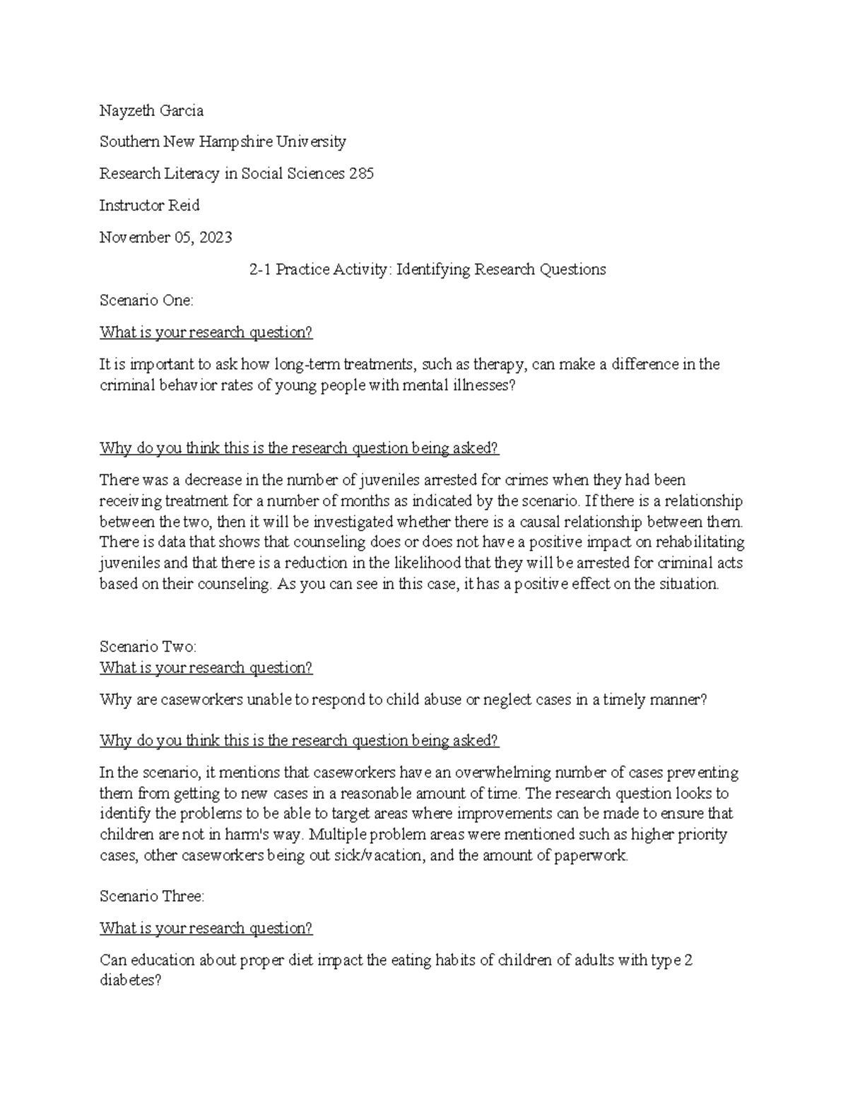 Identifying Research Questions - Nayzeth Garcia Southern New Hampshire ...