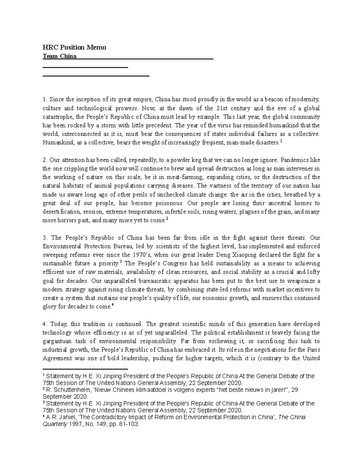 HRC Position Memo - HRC Position Memo Team China Since the inception of ...