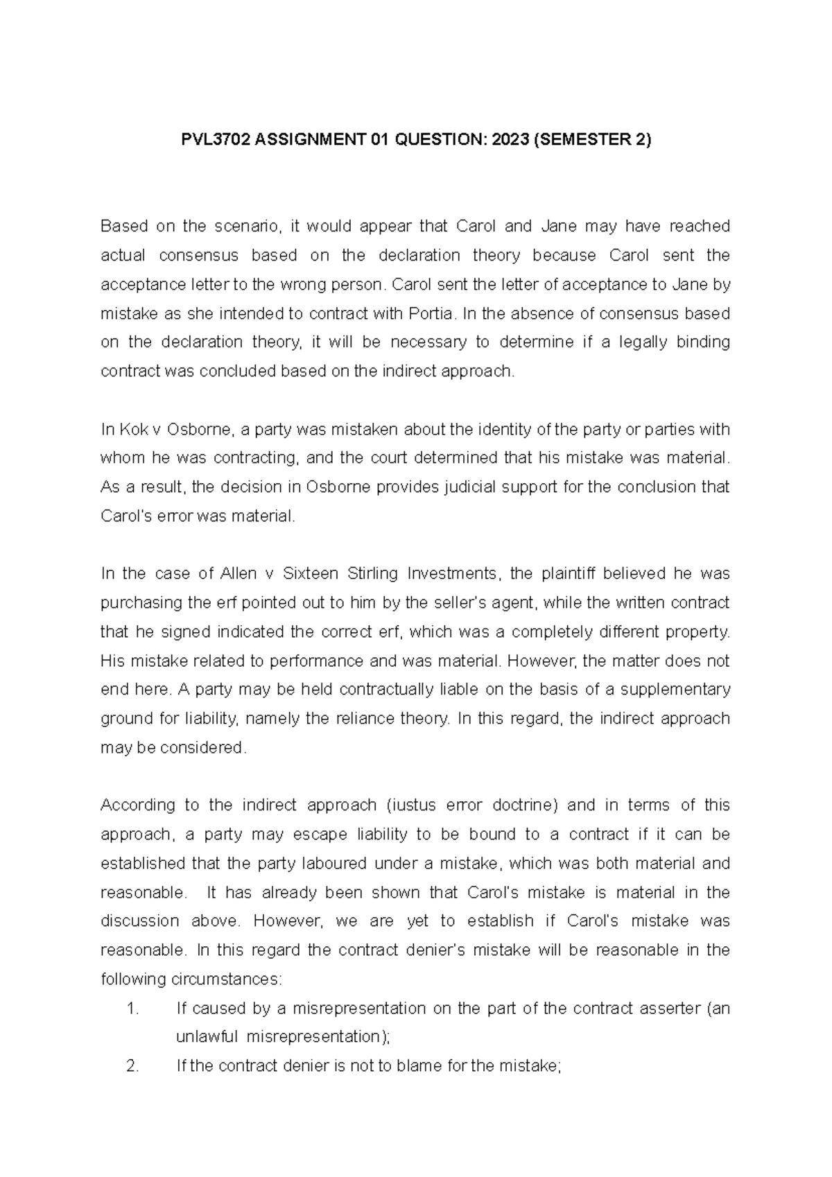 Pvl3702 Assignment 01 Question Pvl3702 Assignment 01 Question 2023