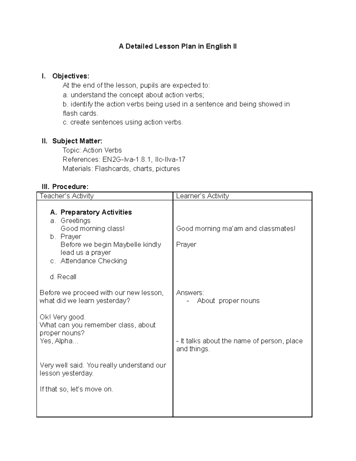 A detailed lesson plan in english 1 - A Detailed Lesson Plan in English ...