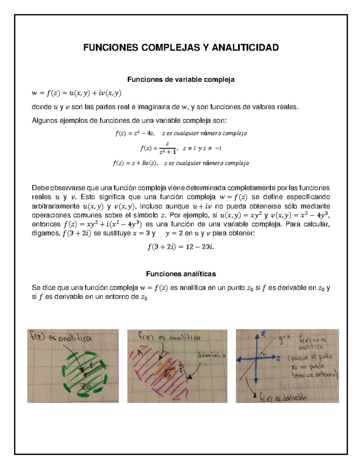 433173764 Guia para examen de funciones complejas y analiticidad pdf - FUNCIONES COMPLEJAS Y ...