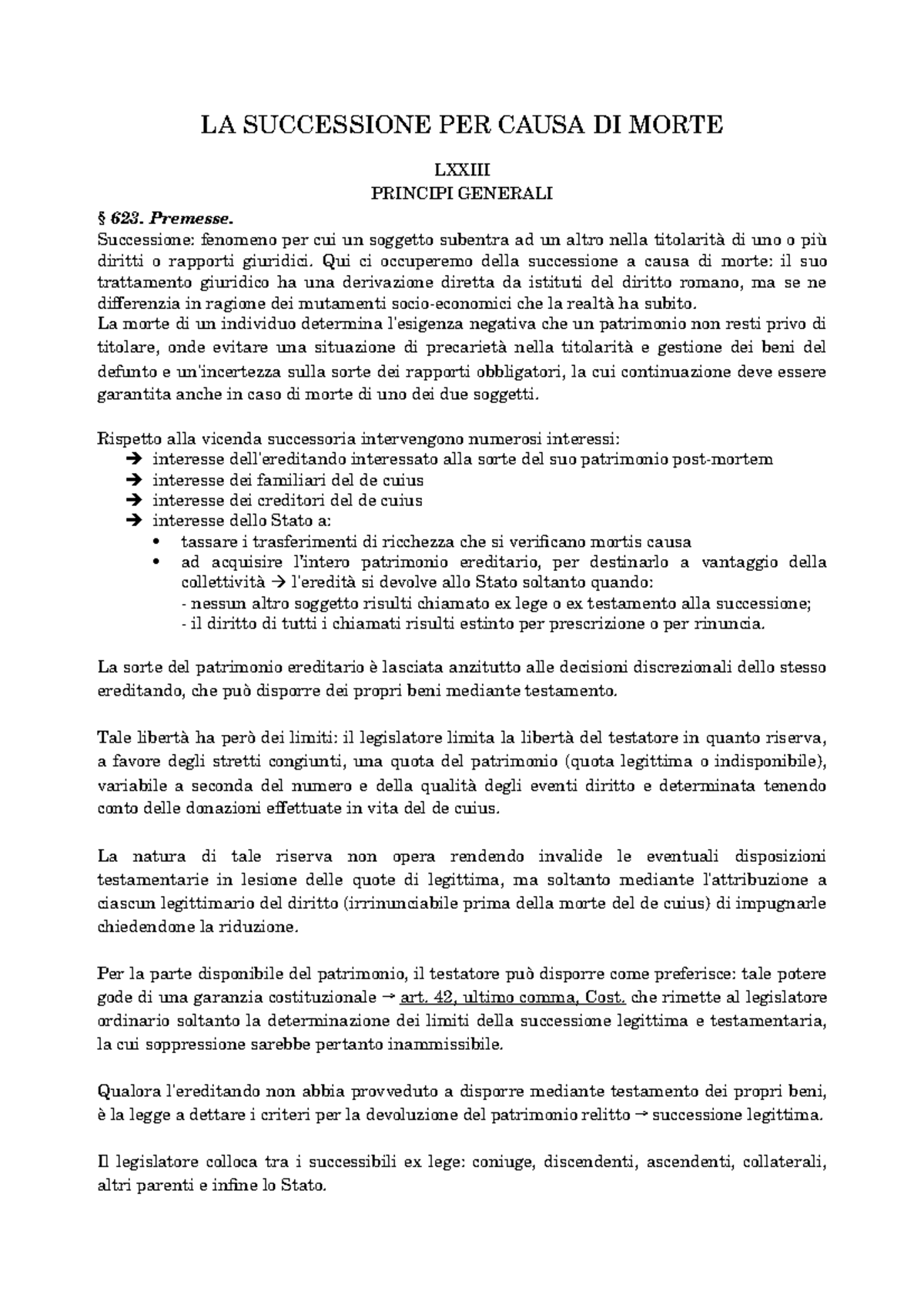 Le successioni - Riassunto Manuale di diritto privato - LA SUCCESSIONE PER CAUSA DI MORTE ...