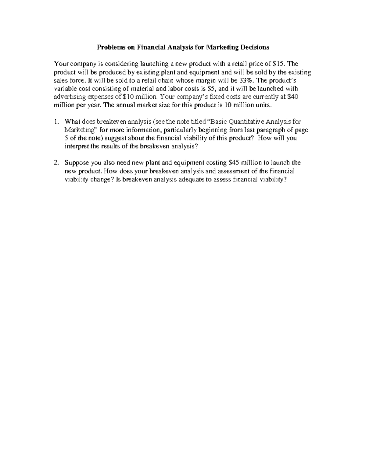 Problem Financial Analysis - Problems on Financial Analysis for ...