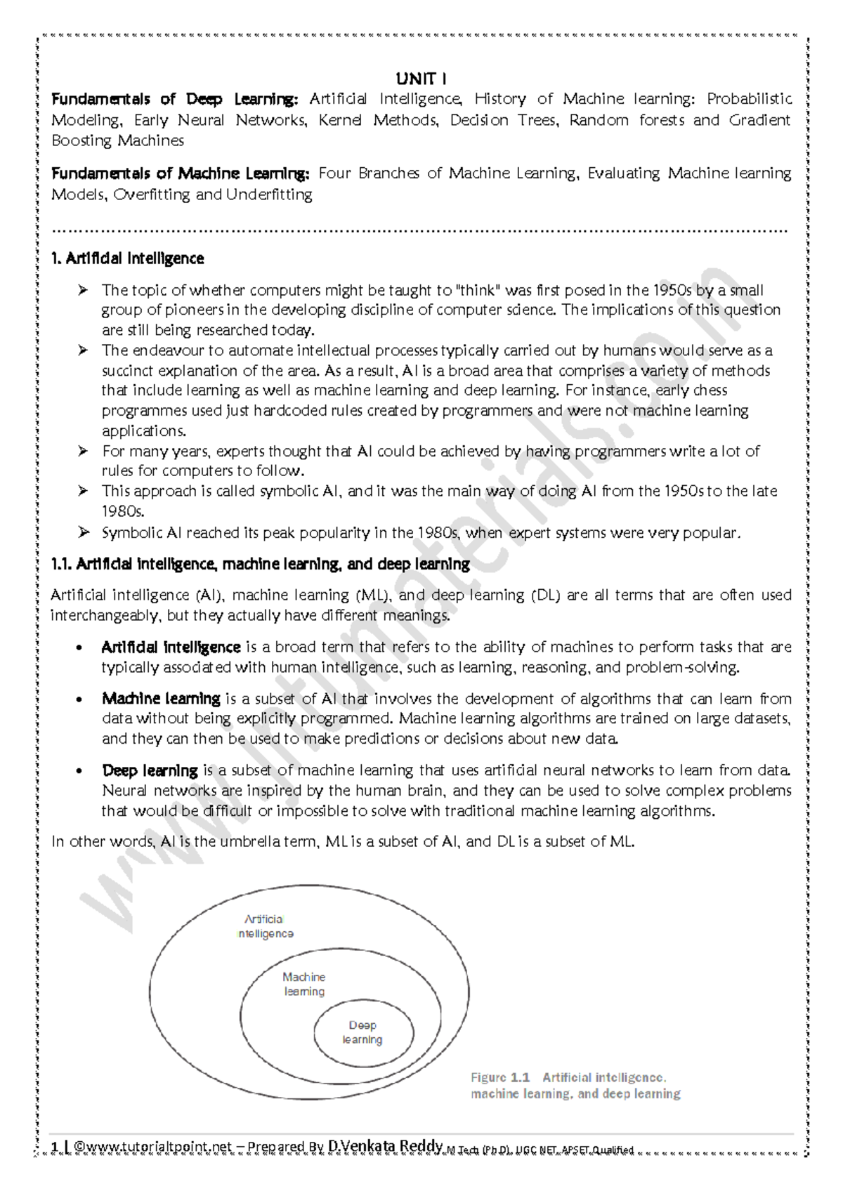 Deep Learning Material - UNIT I Fundamentals of Deep Learning: Artificial Intelligence, History ...