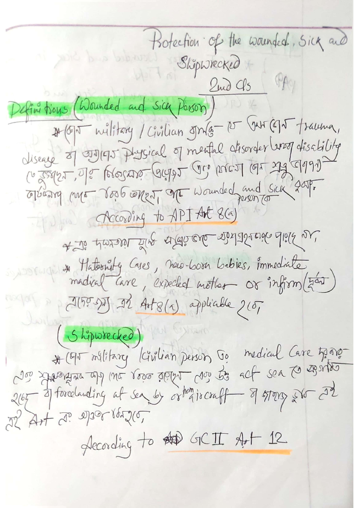 (IHL) Mid term Note - International Humanitarian Law - Studocu