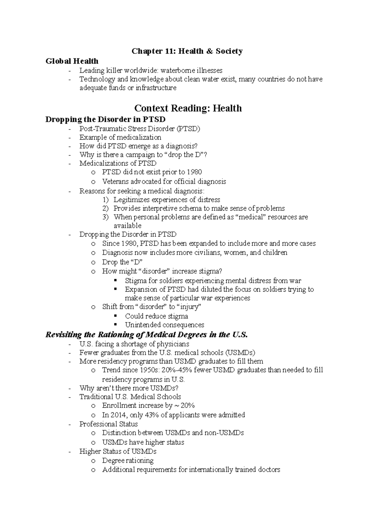 Nov 10 - Health and Society - Chapter 11: Health & Society Global ...