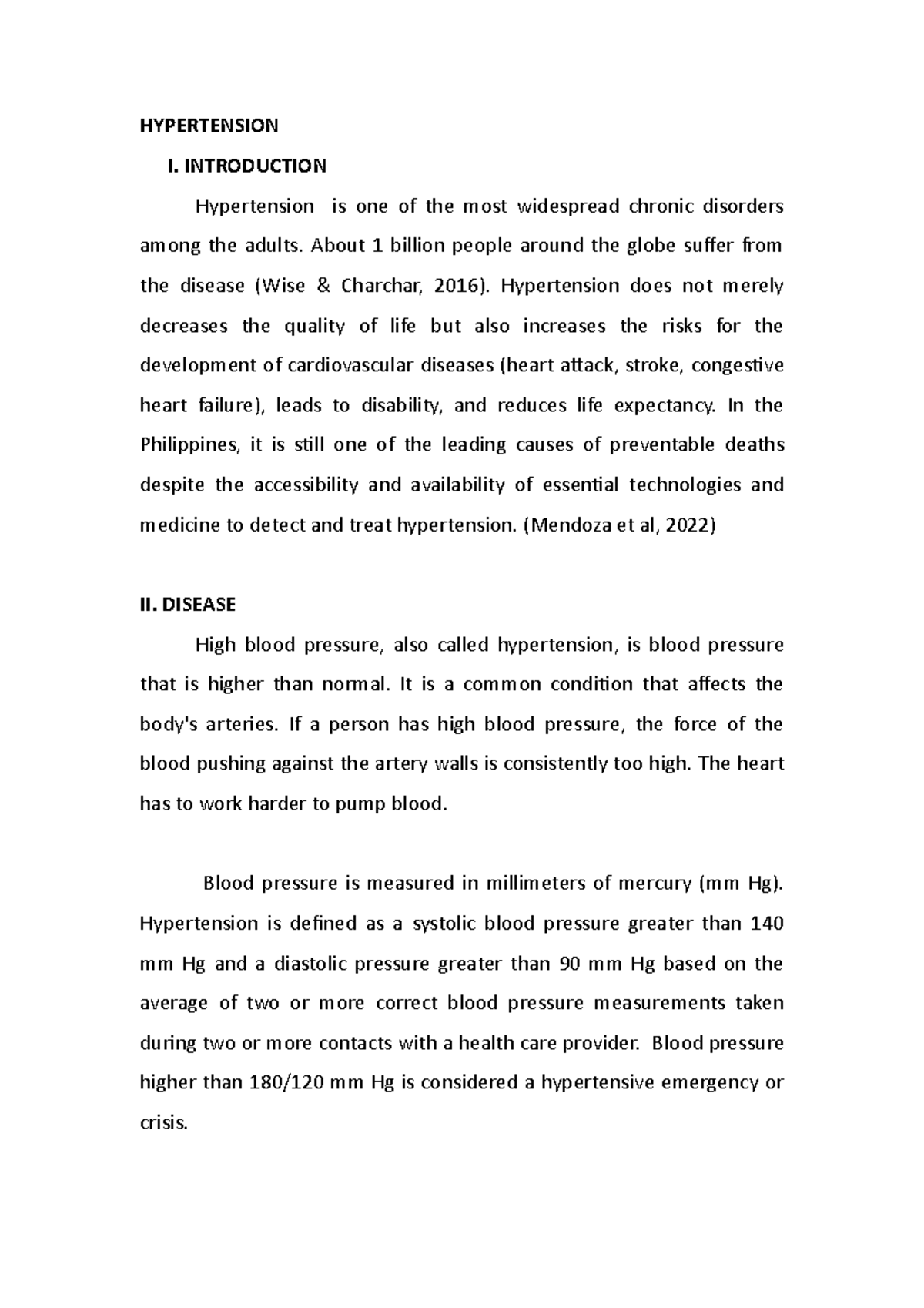 CASE Analysis (Hypertension) - HYPERTENSION I. INTRODUCTION ...