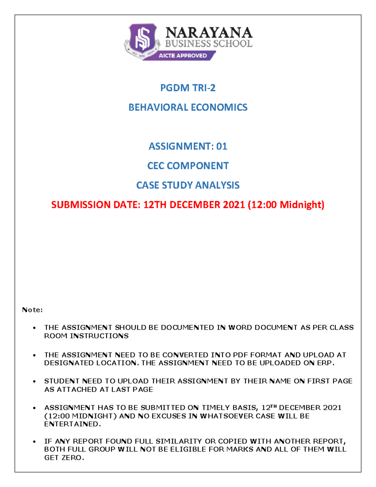 Assignment 1 BEH ECO - MBA - Studocu