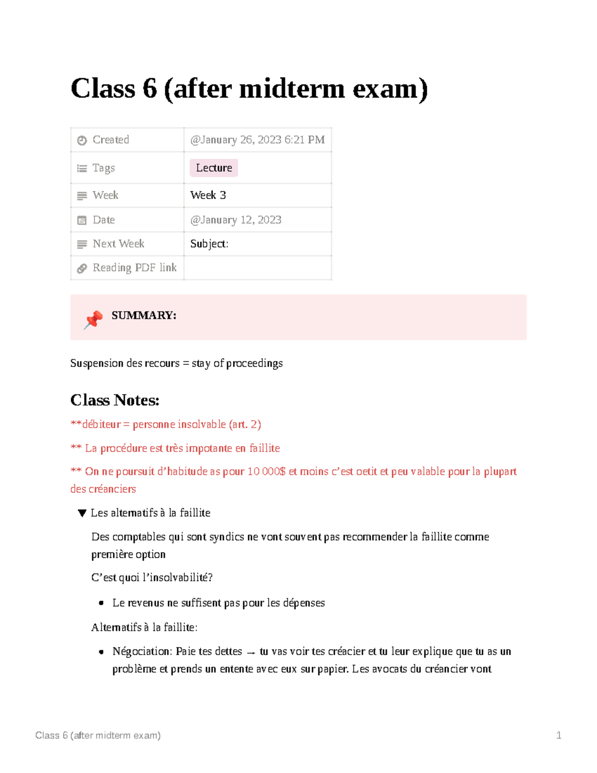 Class 6 - Bankruptcy and Insolvency - Class 6 (after midterm exam) Created Tags Lecture Week ...