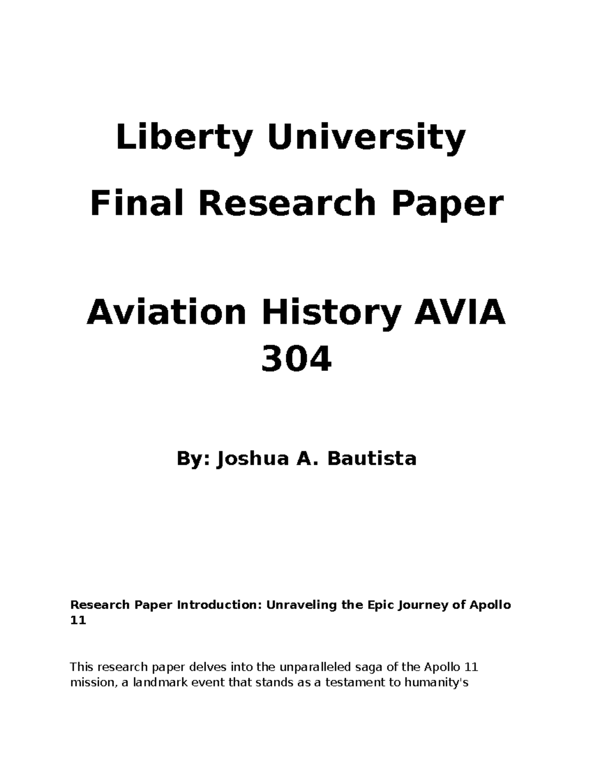 Final Research Paper - sbcjohasvjhcvaskhjvc - Liberty University Final ...