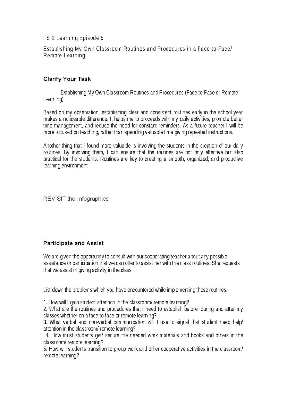 Field- Study-2-episode 8 Jessica - FS 2 Learning Episode 8 Establishing ...