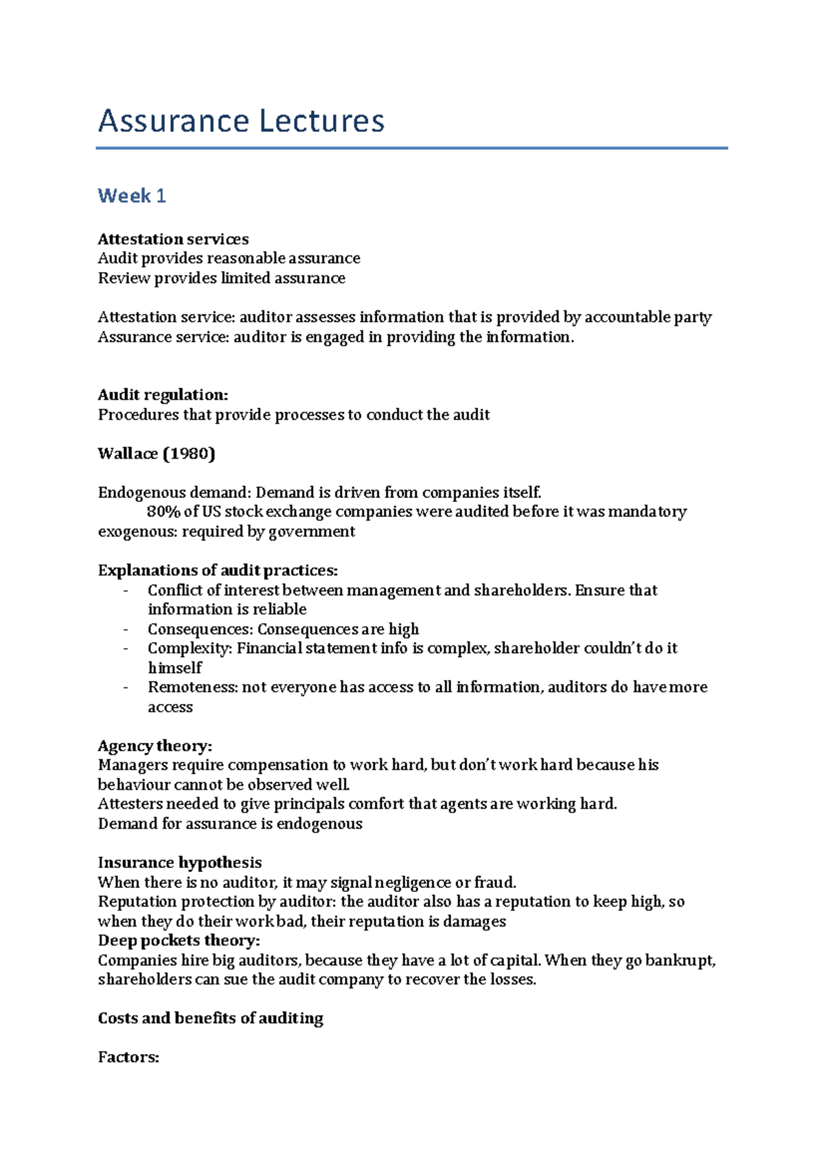 Notes Assurance Lecture 1-6 - Assurance Lectures Week 1 Attestation ...