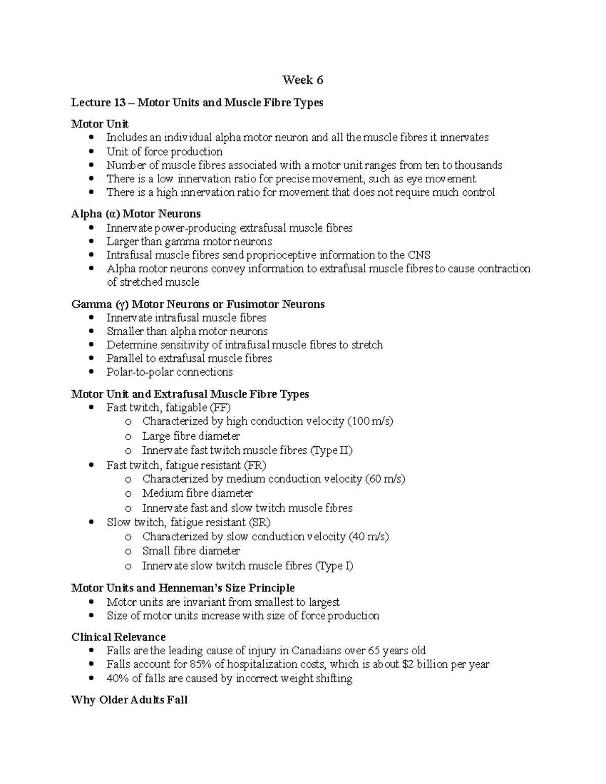 Week 6 Kinesiology 1080B Course Notes - Week 6 Lecture 13 – Motor Units ...
