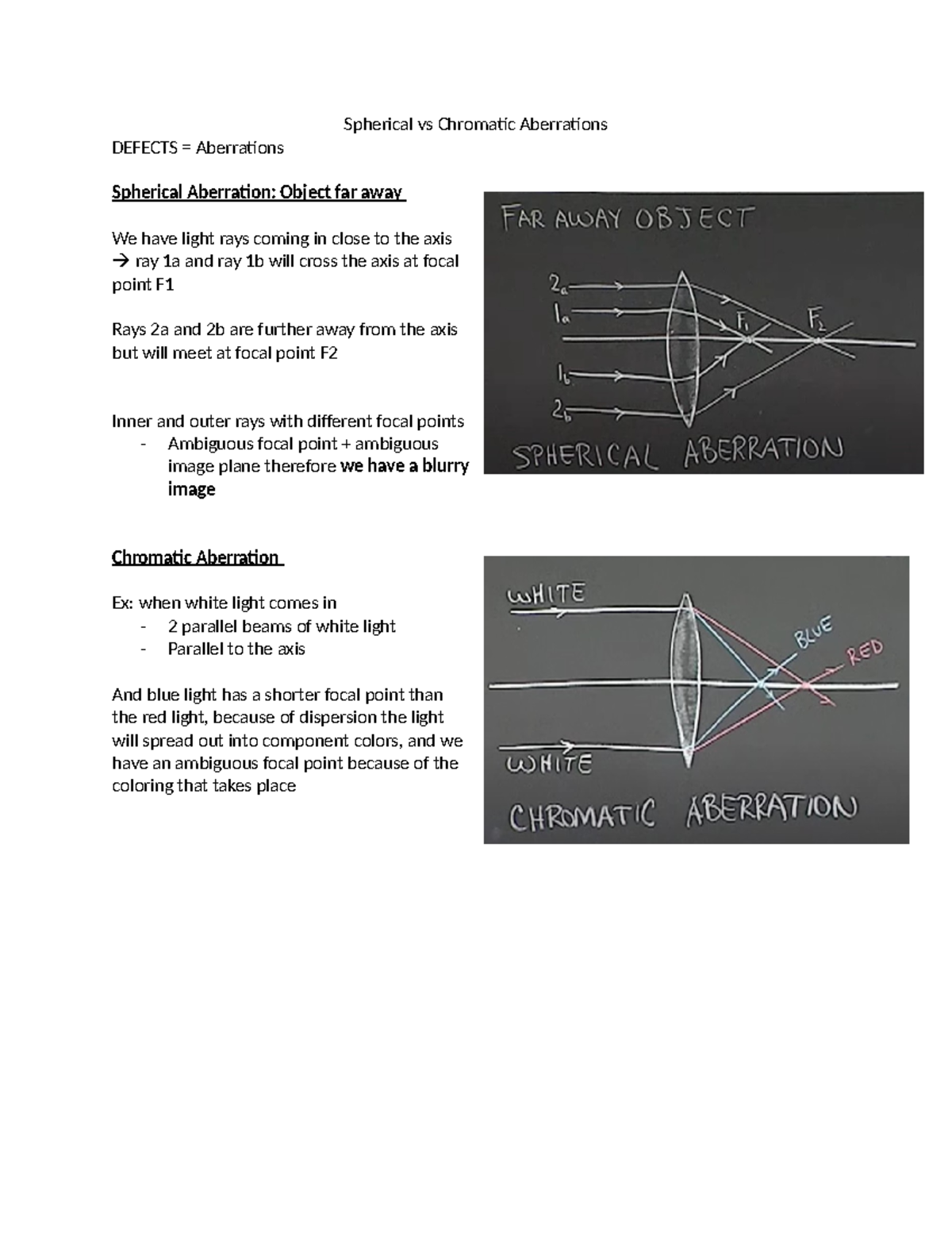 Spherical and Chromatic Aberrations - Spherical vs Chromatic ...
