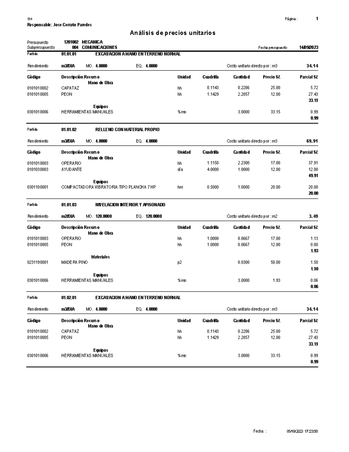 Comunicacion - costos - Responsable: Jose Cerrato Paredes 1201002 ...