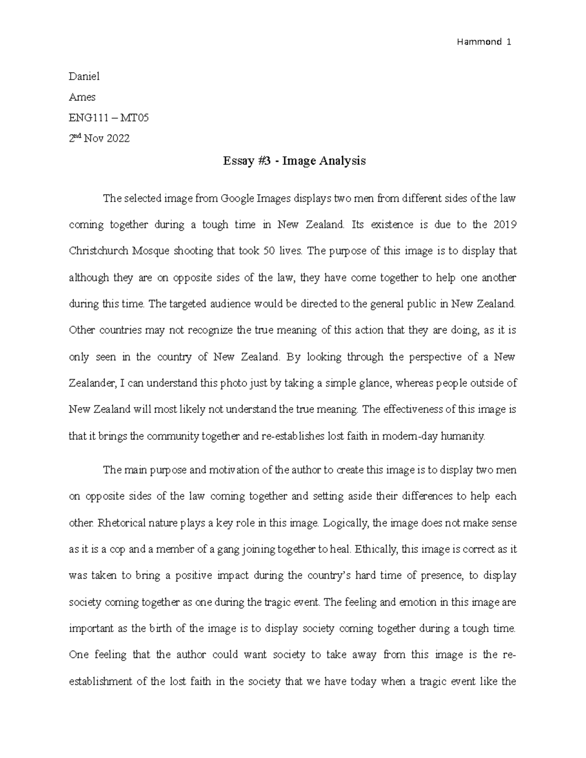 ENG 111 - Image Analysis Essay #3 - Daniel Ames ENG111 – MT 2 nd Nov ...