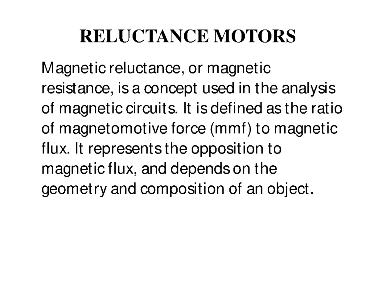 EEE327 - 8th Handout - Lecture Notes by Prof. Tsado - RELUCTANCE MOTORS ...