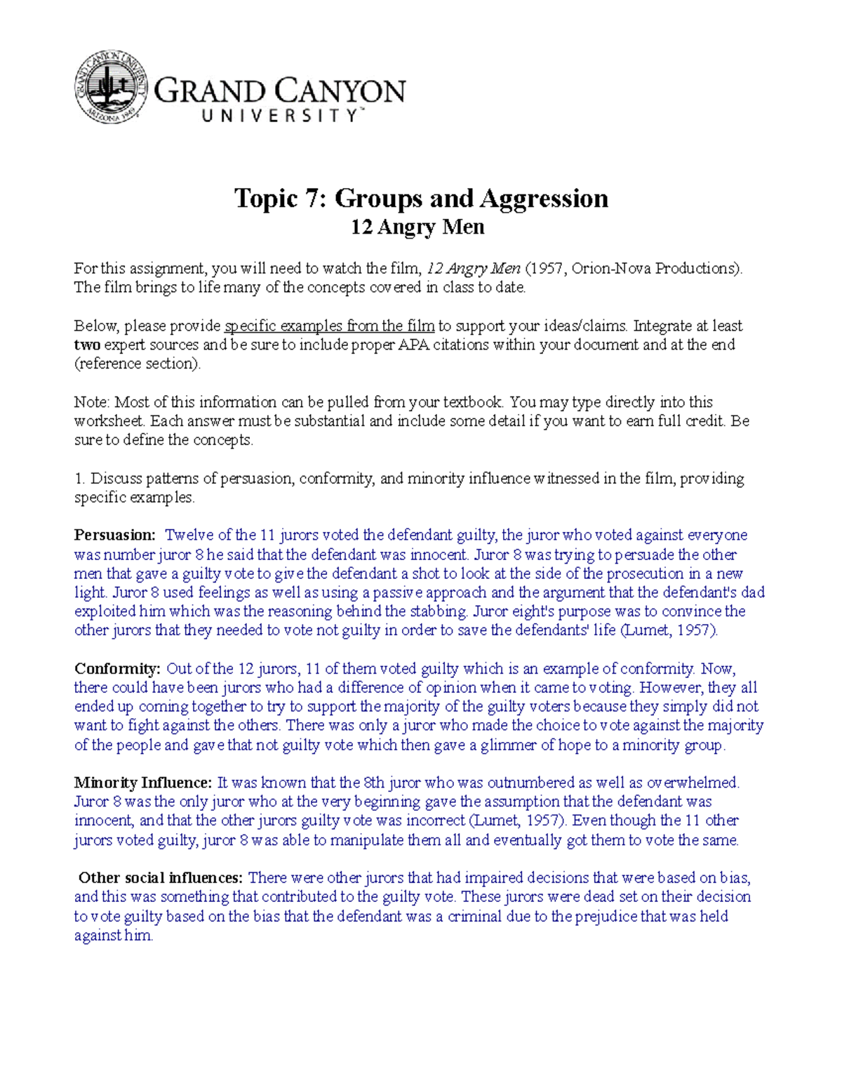 PSY362-RS-12Angry Men - Topic 7: Groups and Aggression 12 Angry Men For ...