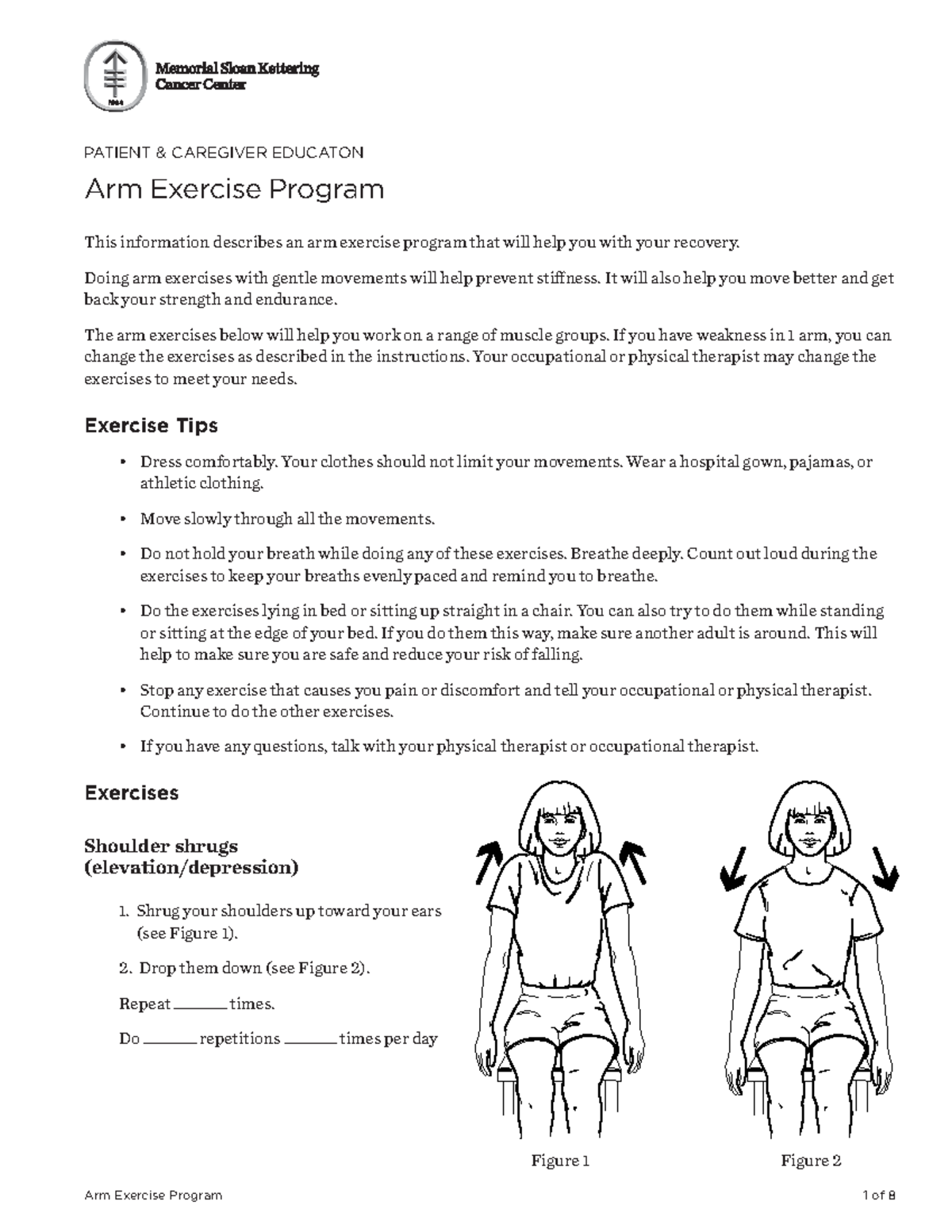 B-124v arm exercise-2014-071114 - PATIENT & CAREGIVER EDUCATON Arm ...