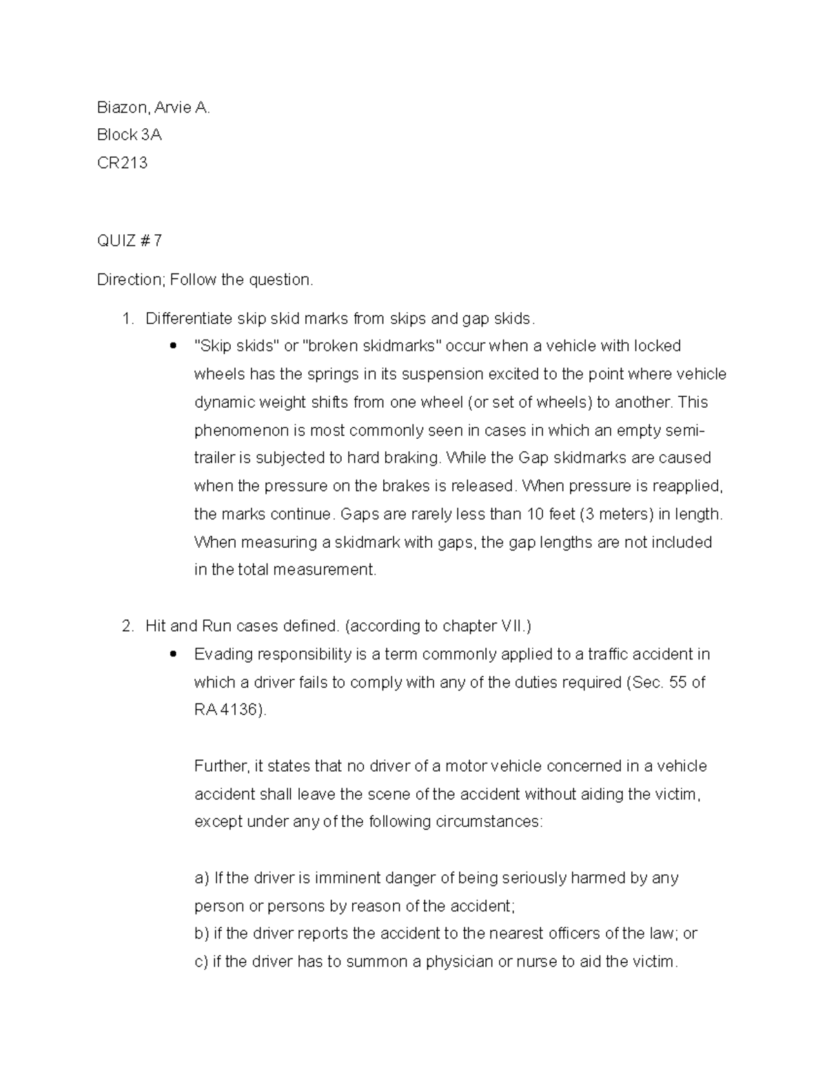 Biazon, Arvie A. QUIZ #7 CDI-4 CR213 - Biazon, Arvie A. Block 3A CR ...
