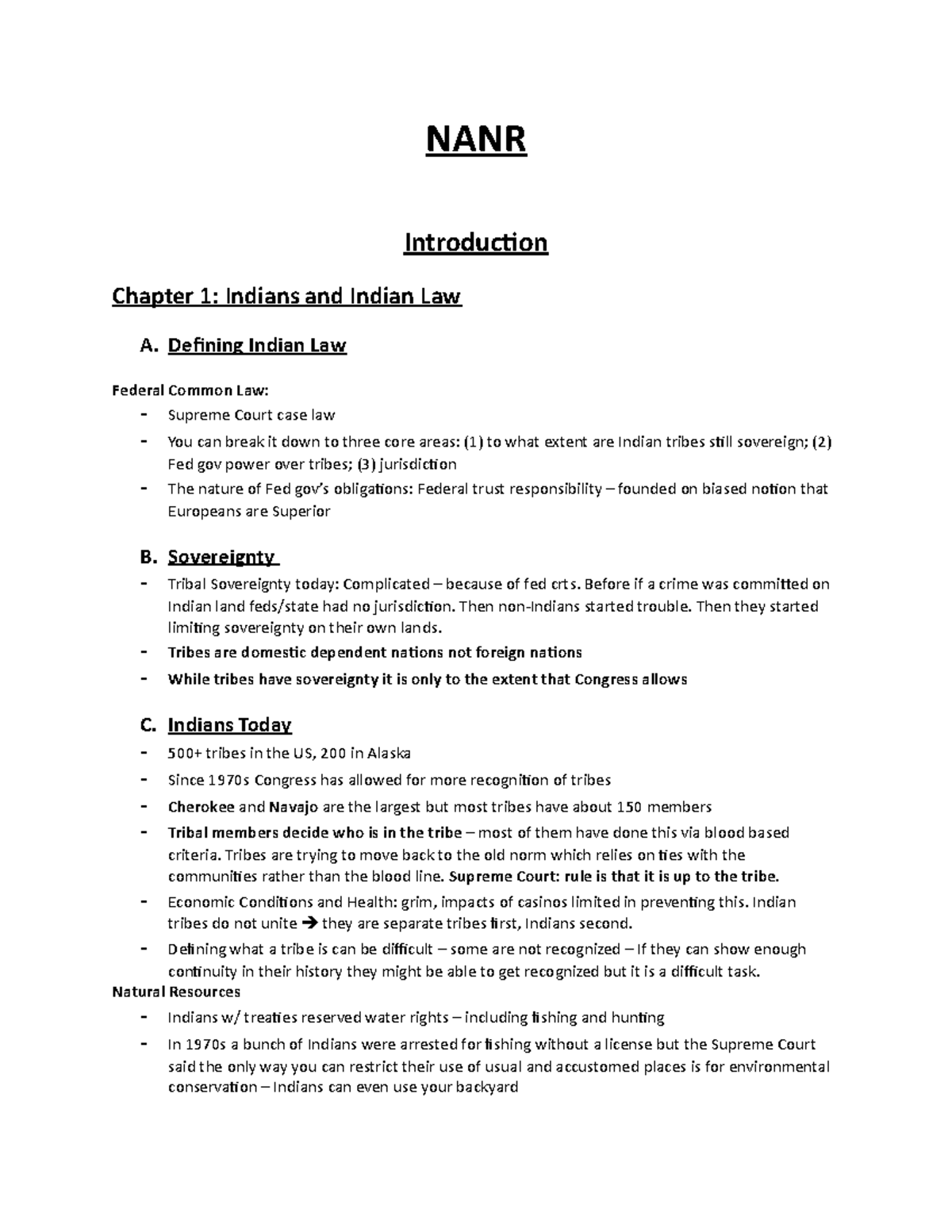 Native American Natural Resources outline 2 - NANR Introduction Chapter ...