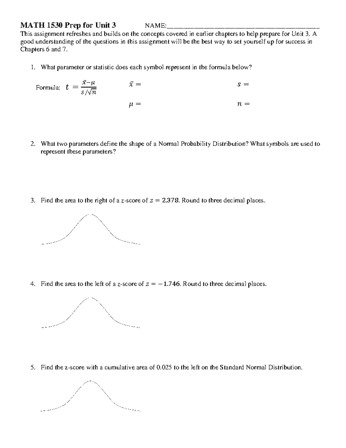 Prep for Unit 3 (Spring 2024) - MATH 1530 Prep for Unit 3 - Studocu