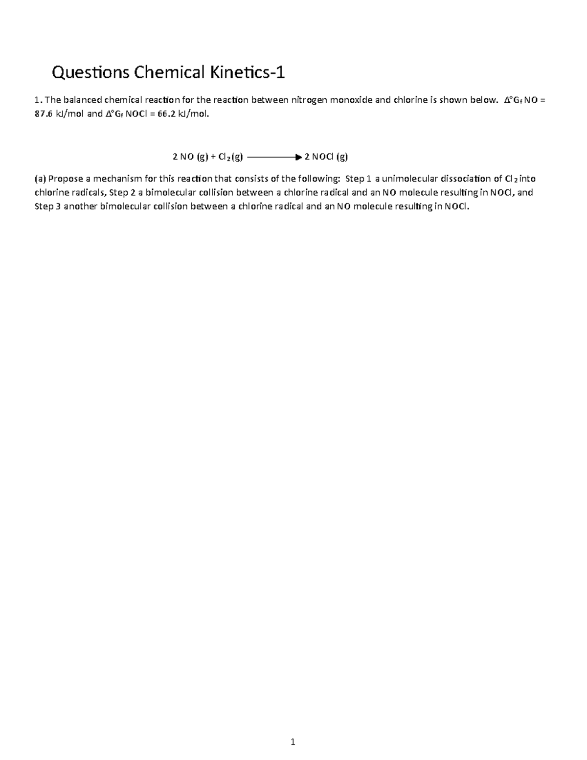 Questions Chemical Kinetics 1 The Balanced Chemical Reaction For The questions-chemical-kinetics-1-the-balanced-chemical-reaction-for-the
