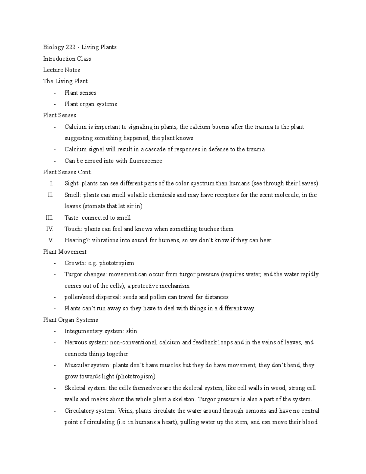 BIO222 - Lecture One - Biology 222 - Living Plants Introduction Class ...