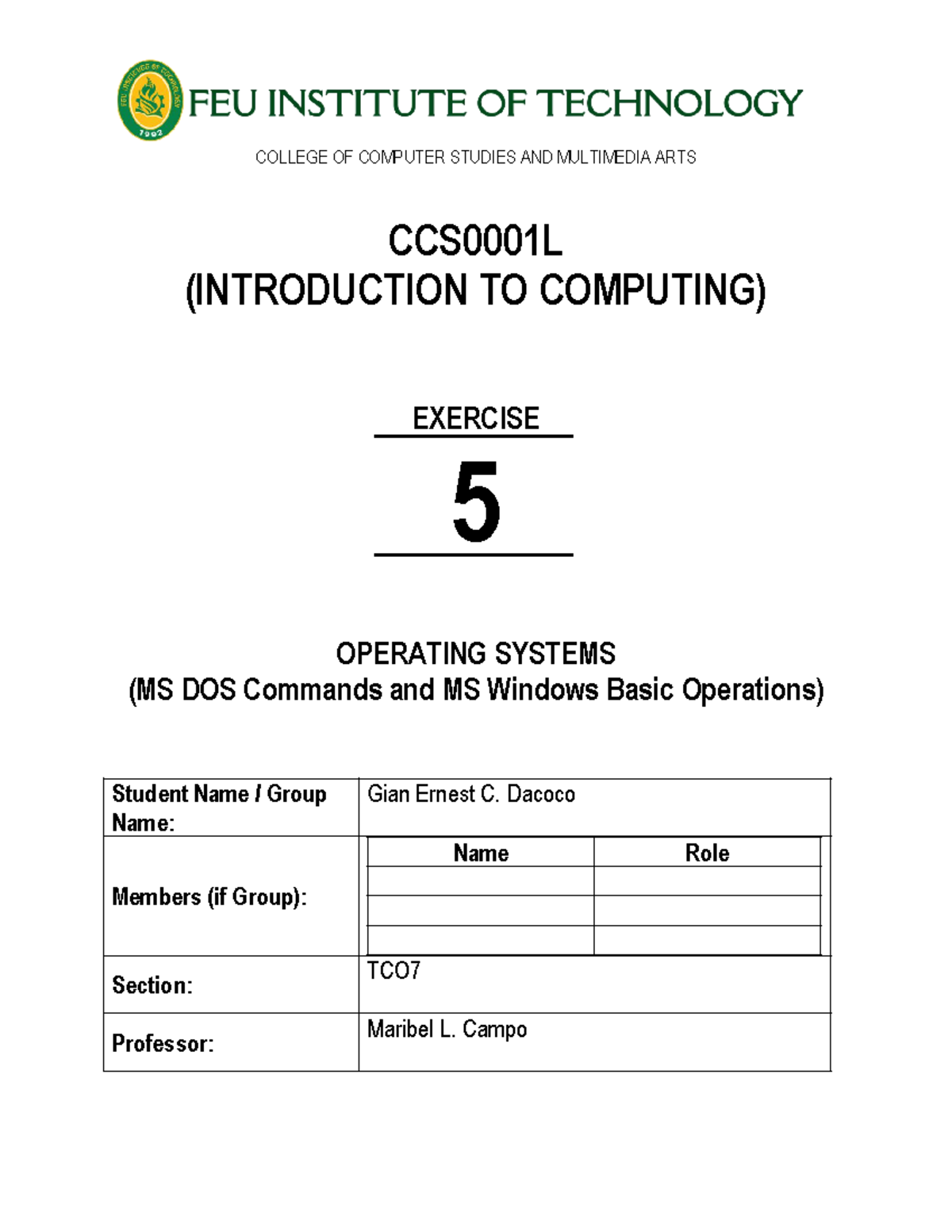[M5- Technical 1] Software (Operating System) - COLLEGE OF COMPUTER ...