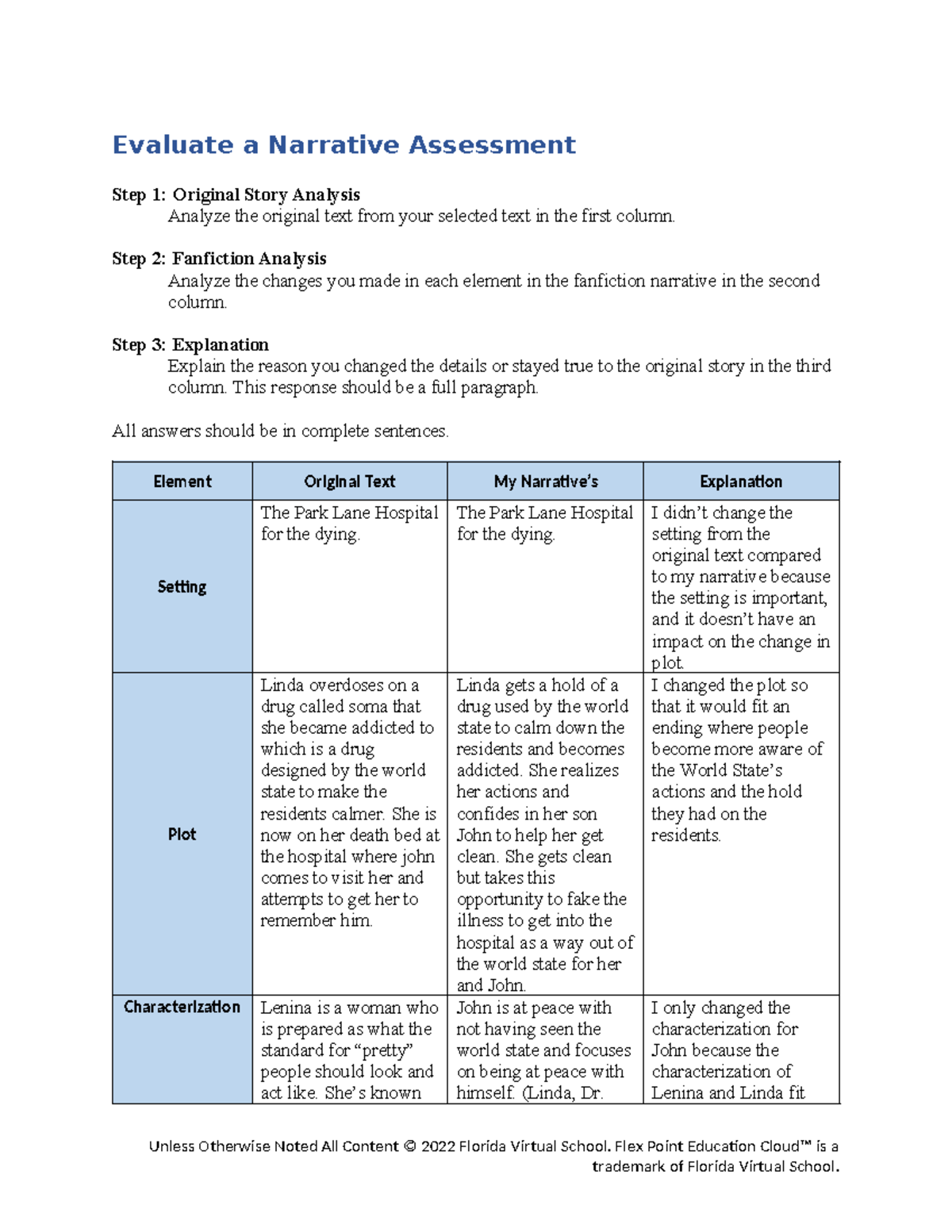 3.06 Evaluate a Narrative (Updated) - Evaluate a Narrative Assessment ...