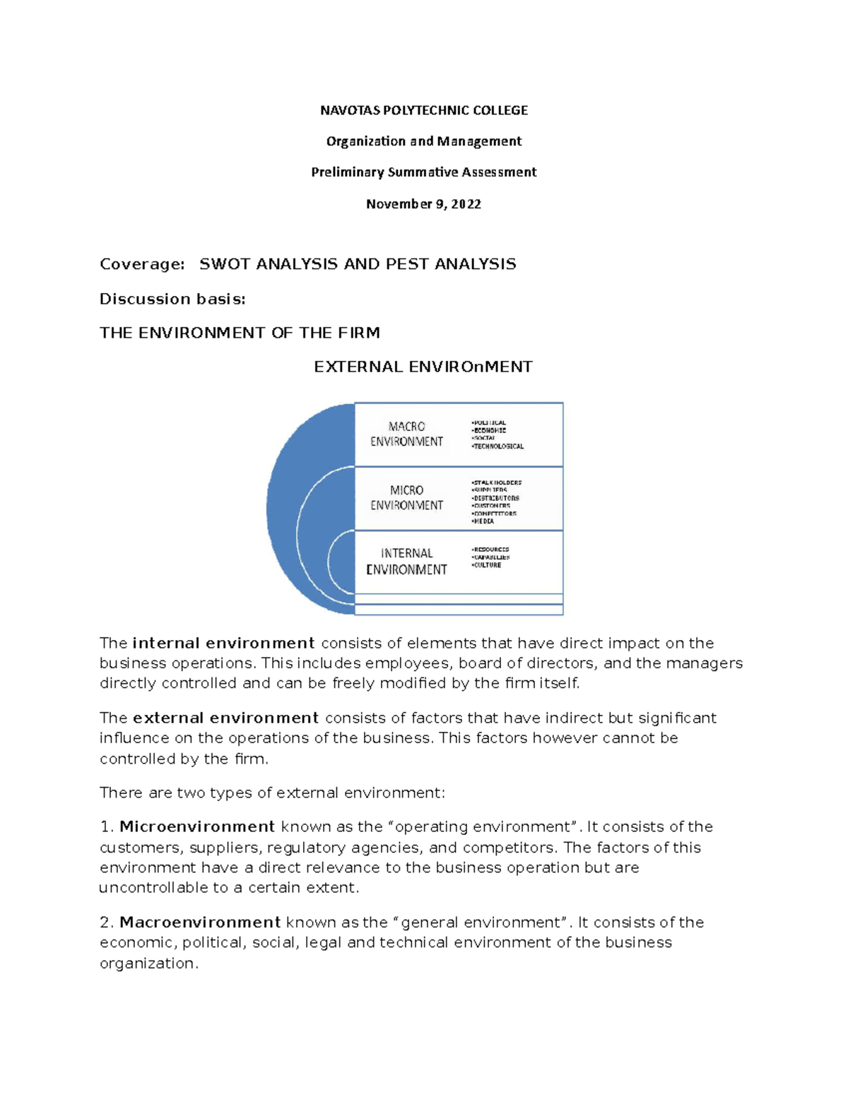 Preliminary Summative Assessment - NAVOTAS POLYTECHNIC COLLEGE ...