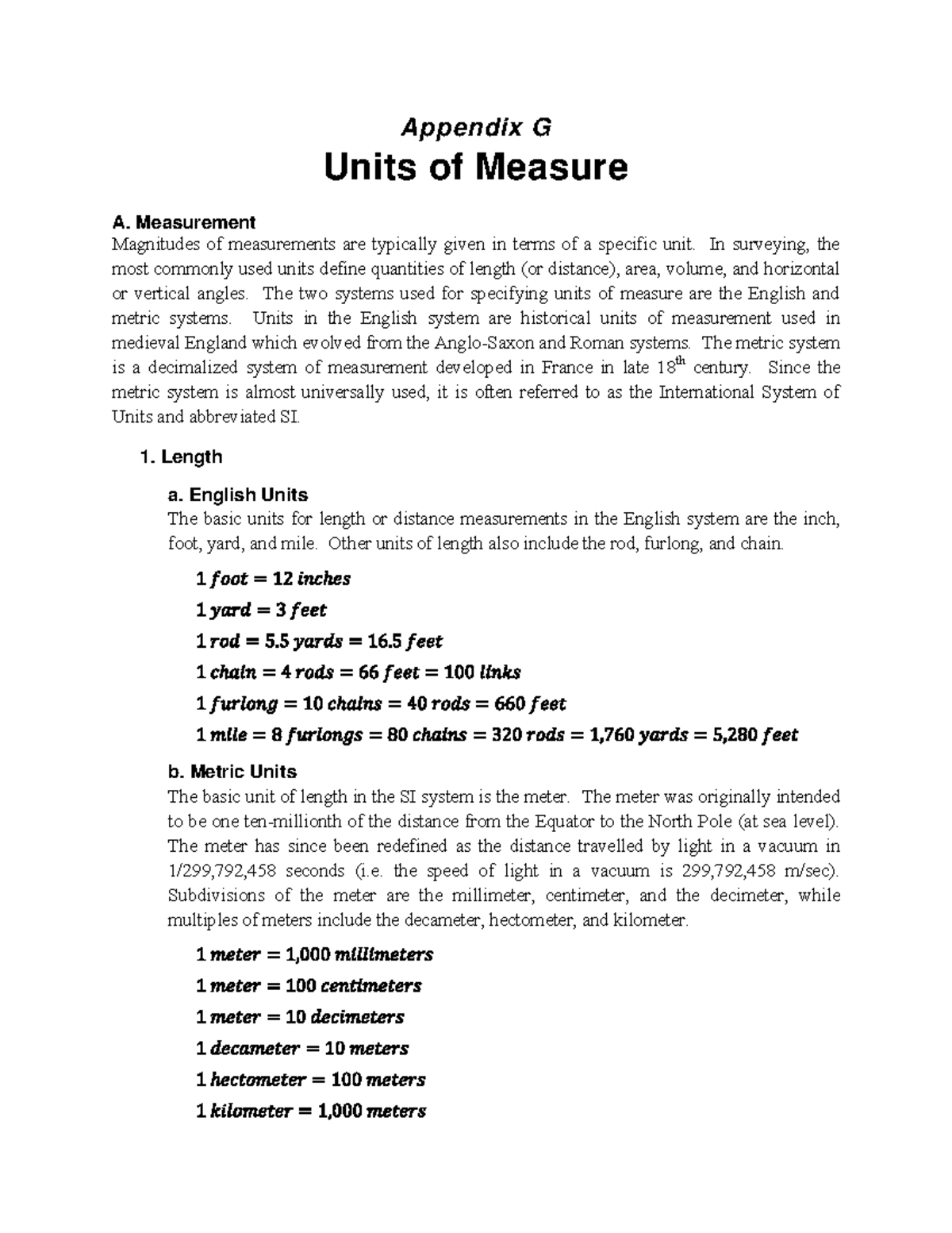 Appendix G - Units of Measure - Appendix G Units of Measure A. Measurement Magnitudes of - Studocu