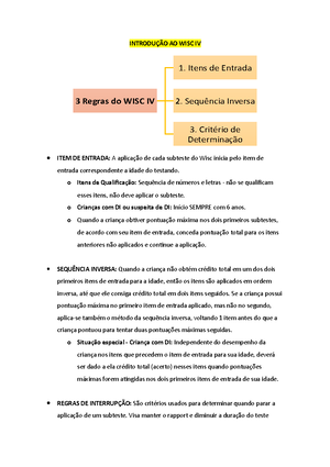 WISC IV - 15 Subtestes - SOBRE OS 15 SUBTESTES DO WISC-IV 1. CUBOS ...